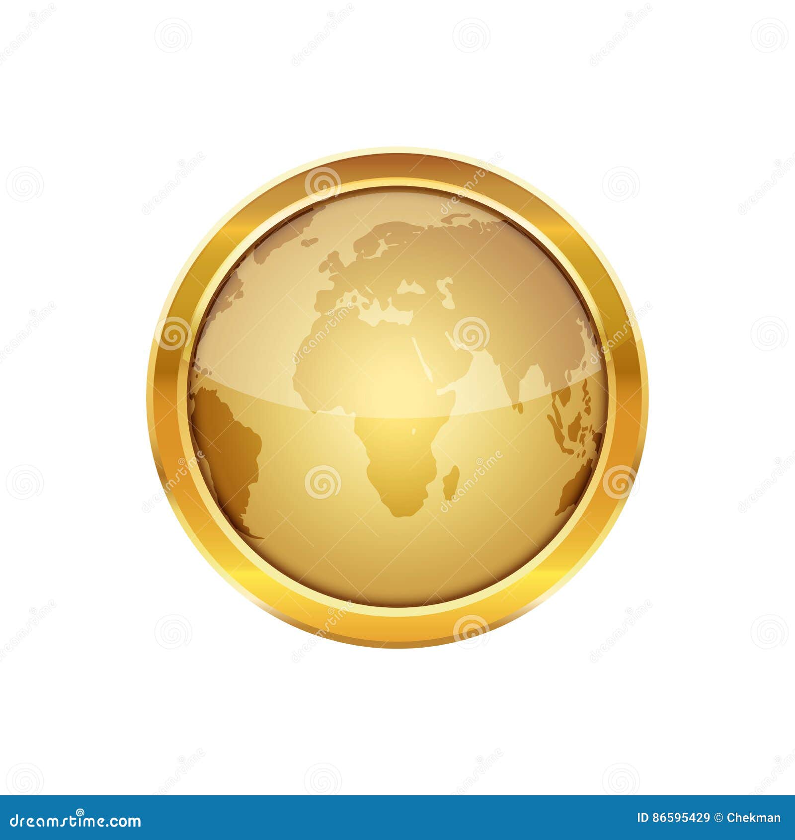 Golden Button with Globe. Vector Illustration. Stock Illustration ...