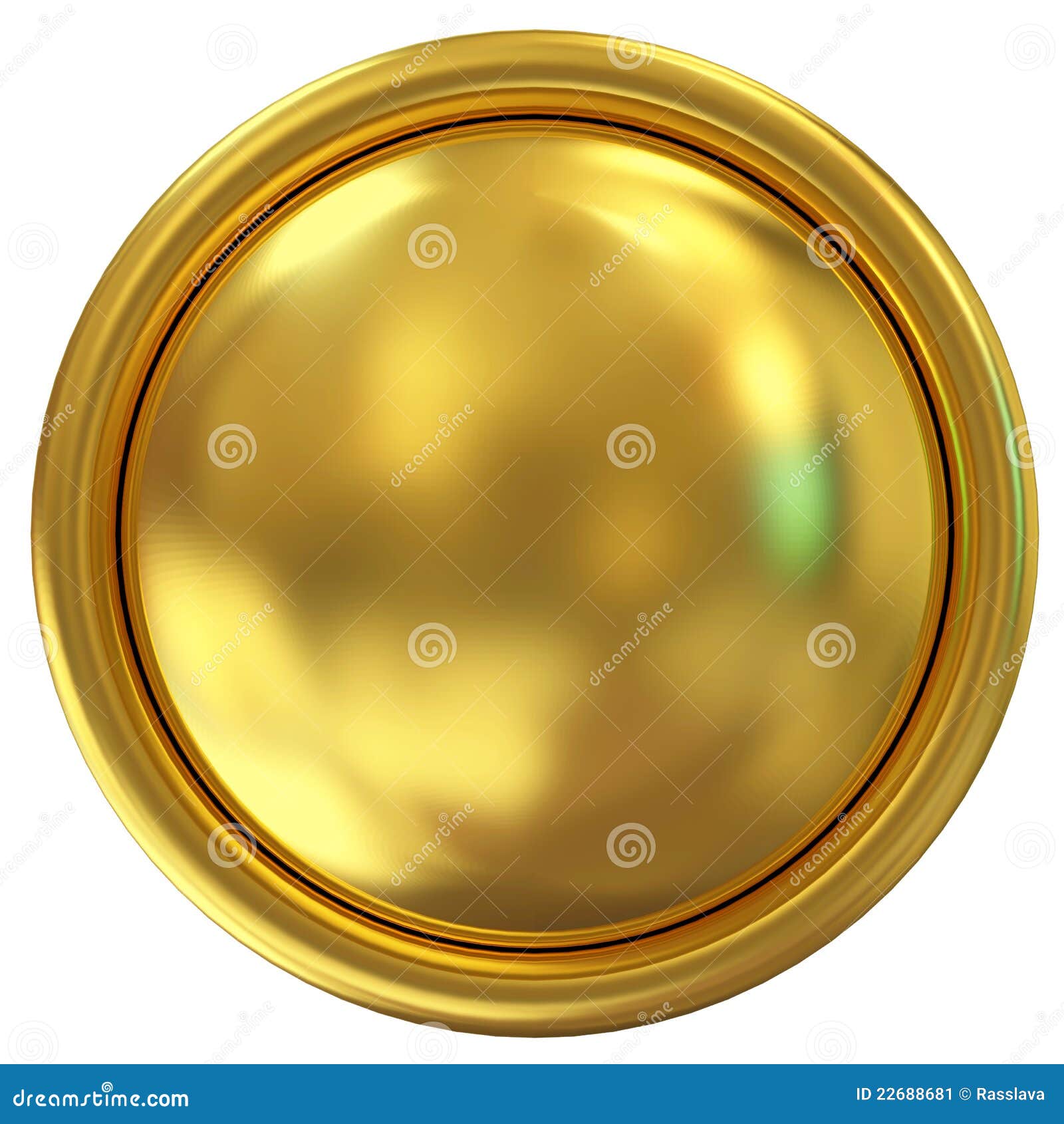 Golden Button Isolated on White Background Stock Illustration ...