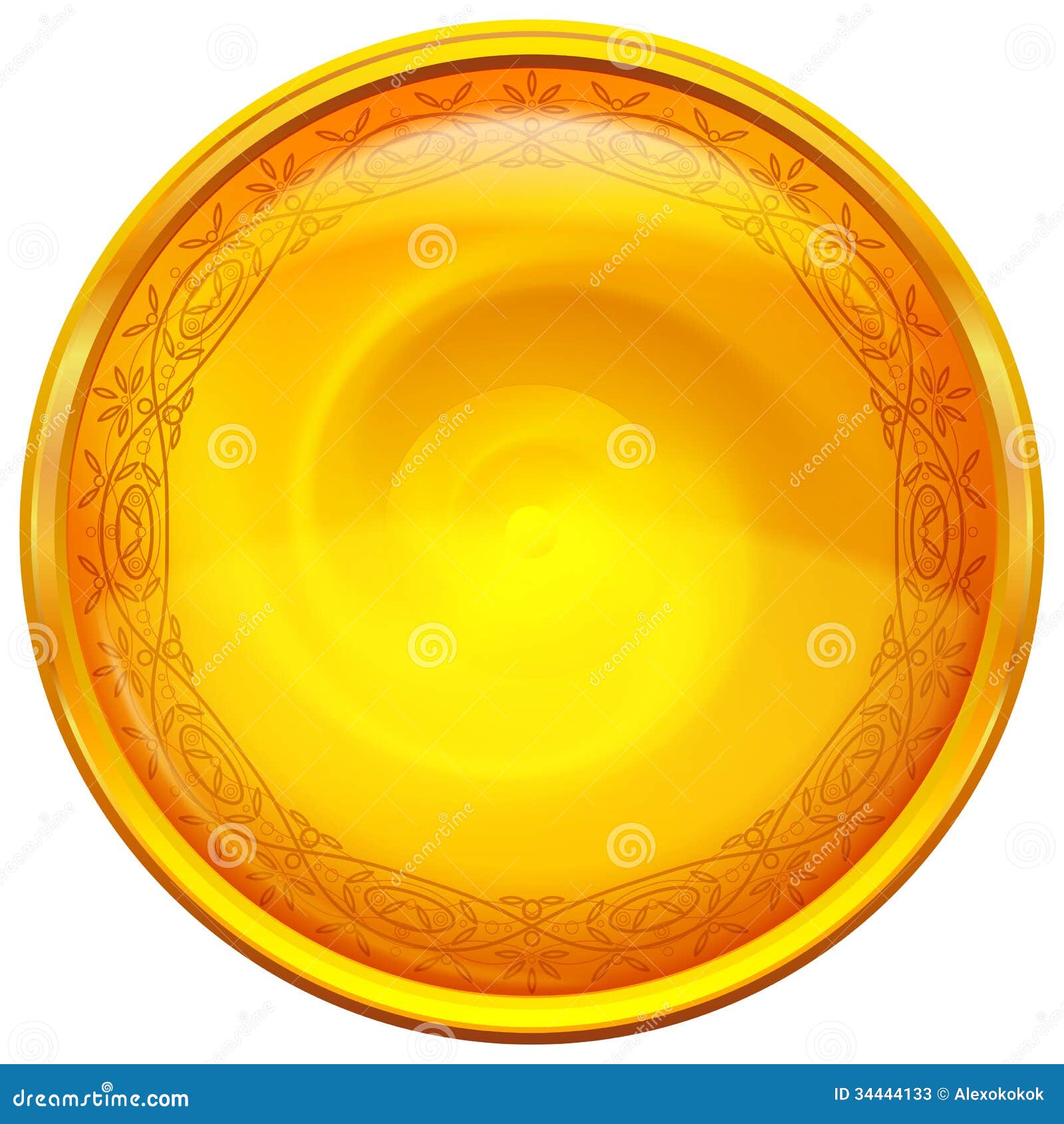 Golden button with pattern stock vector. Illustration of emblem - 34444133
