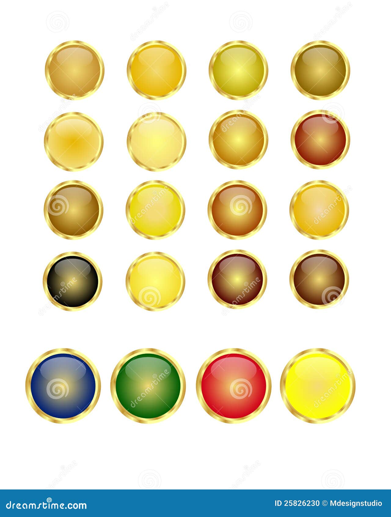 Golden buttons stock vector. Illustration of interface - 25826230
