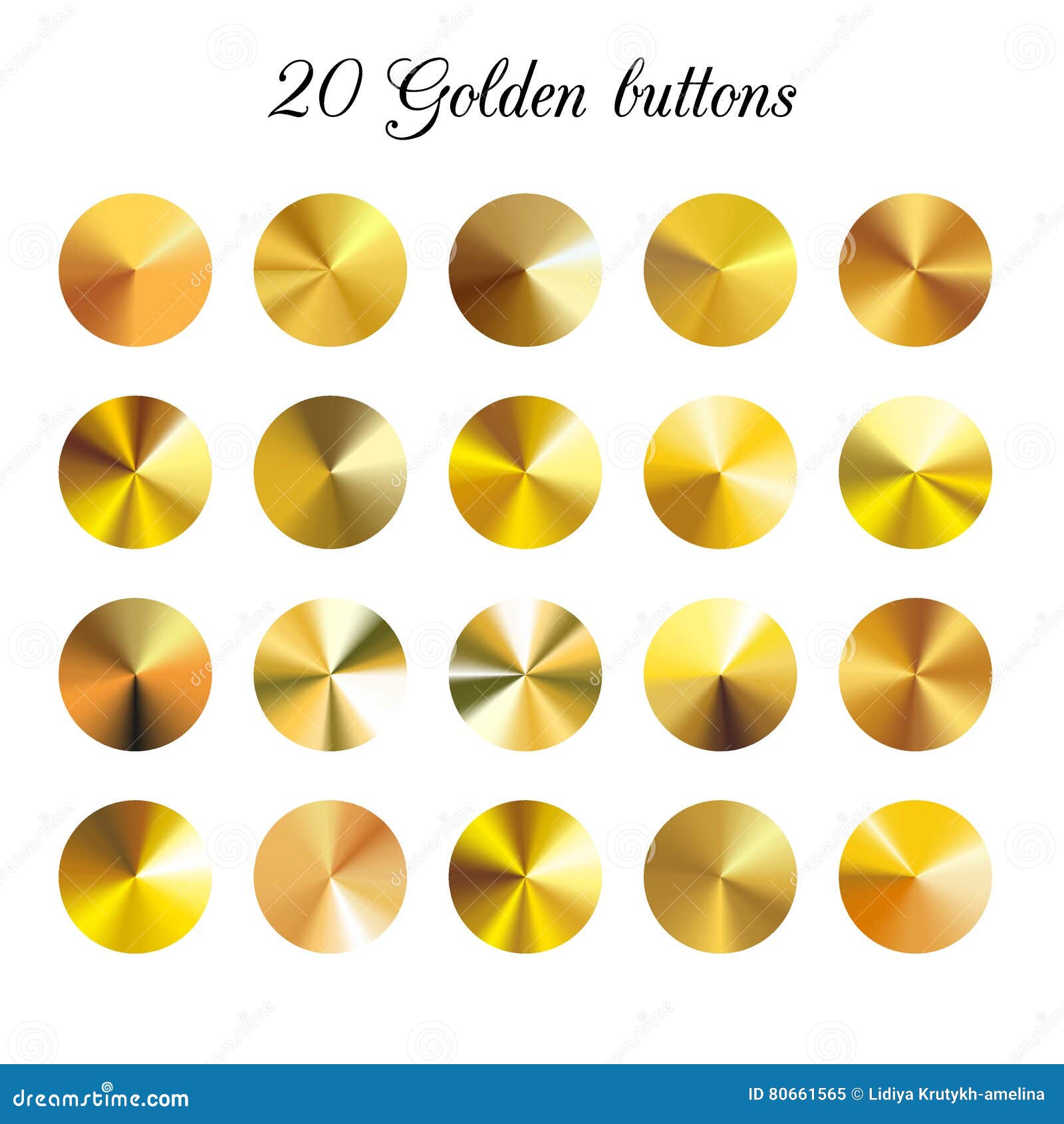 Golden Buttons Collection.Vector Set of Gold Gradients Mesh Stock ...