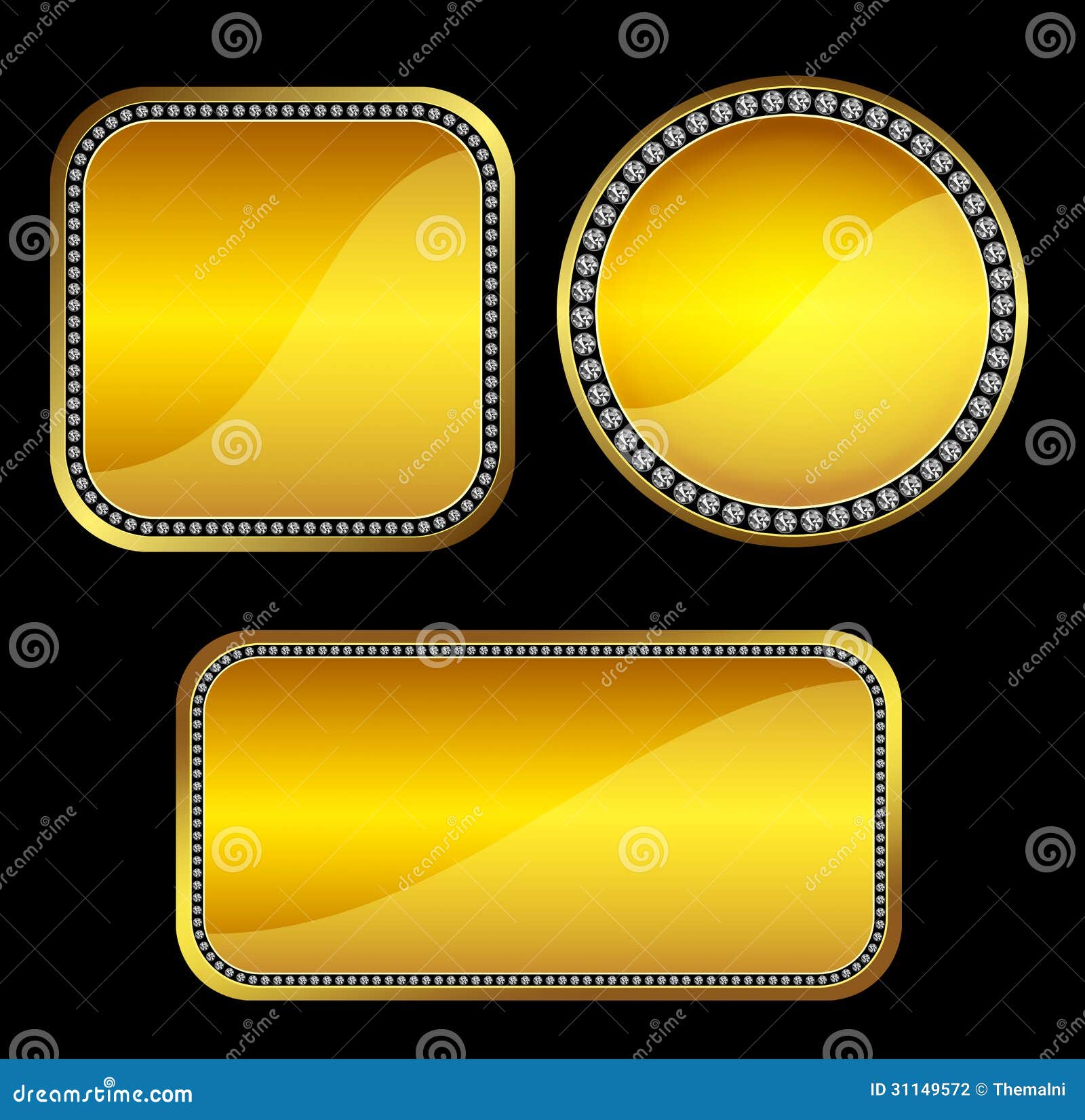 Golden buttons with gems stock illustration. Illustration of gems ...