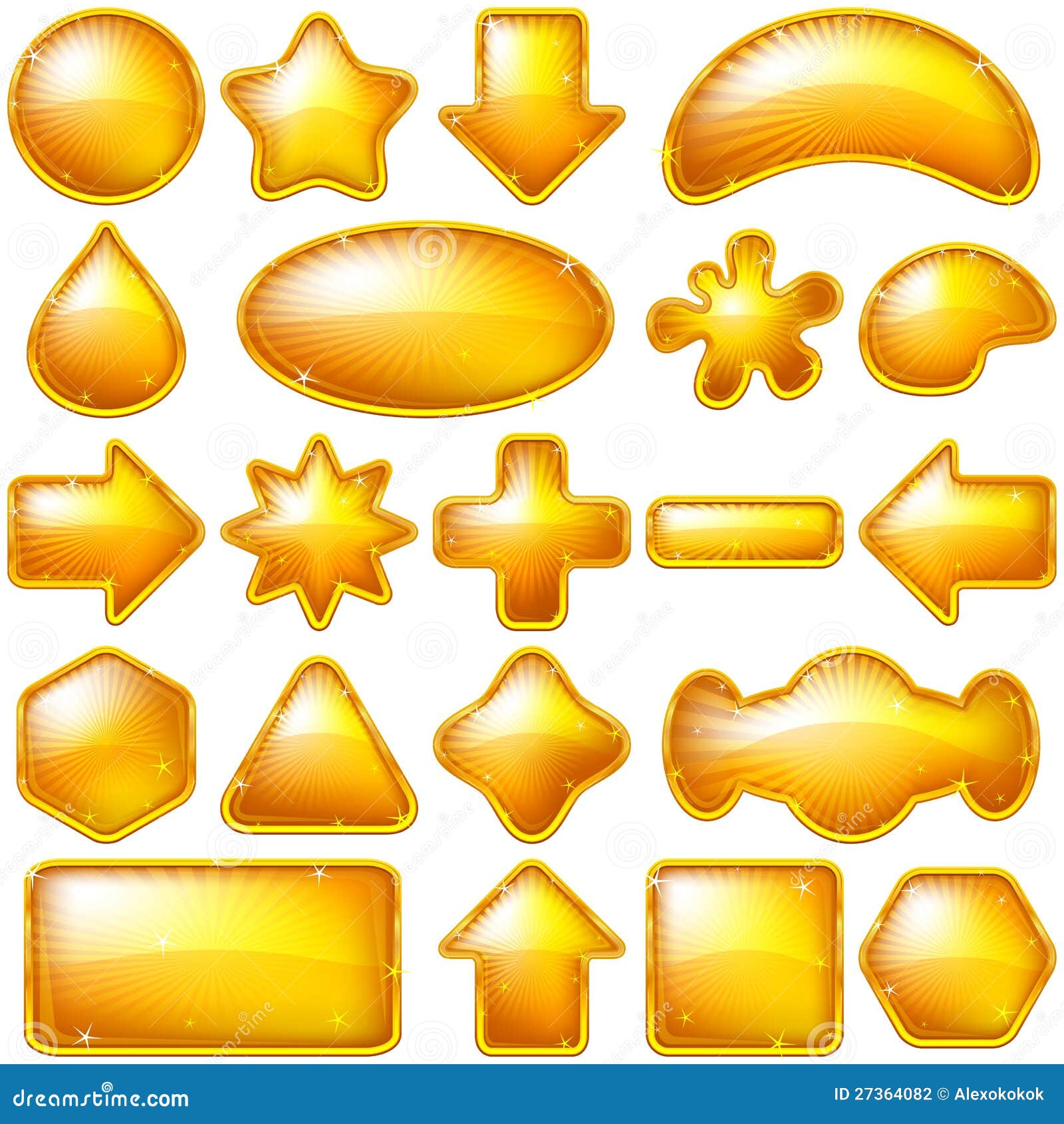 Golden buttons, set stock vector. Illustration of ornate - 27364082