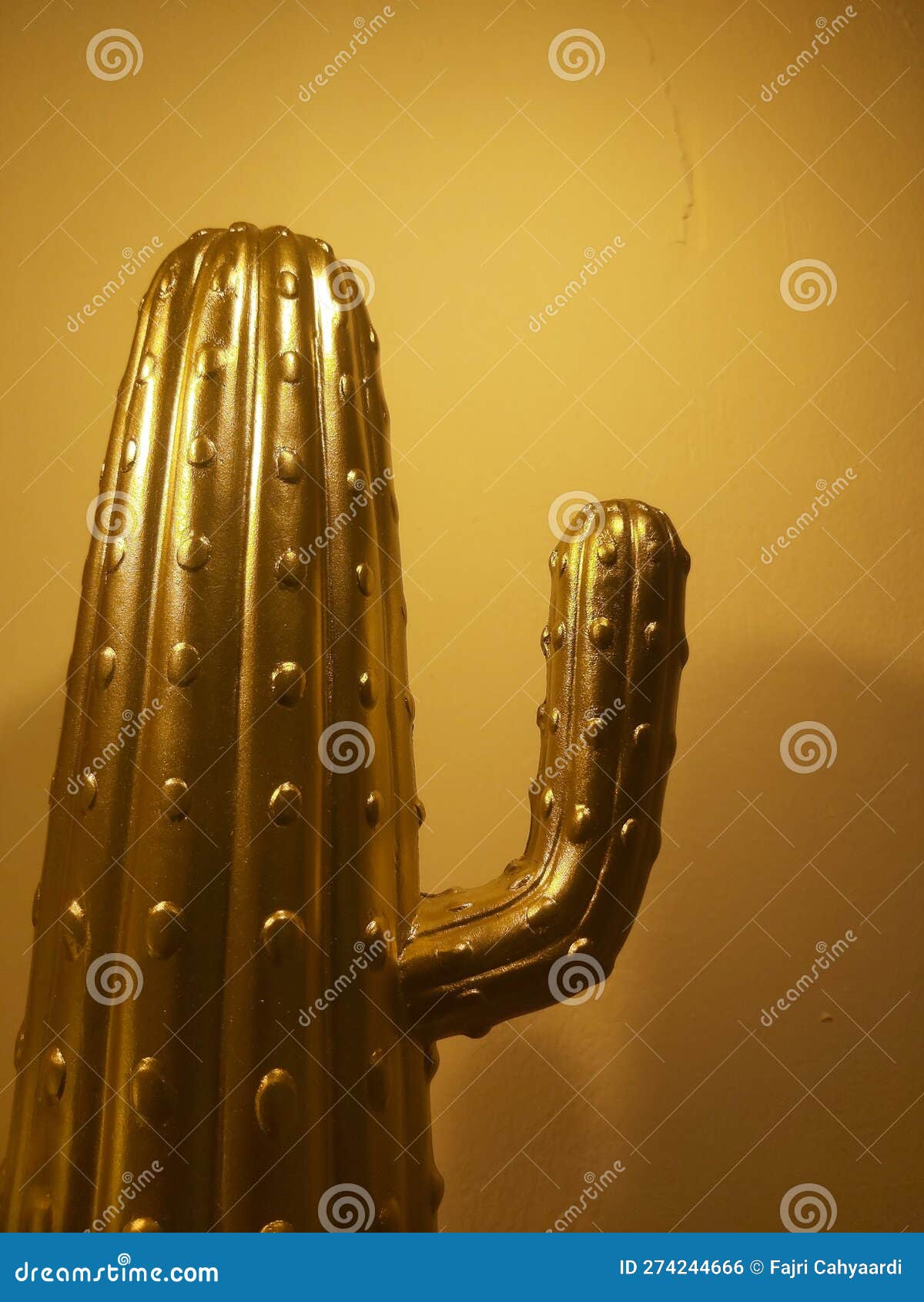 Golden Cactus Statue Shot by Closeup Angle Stock Photo - Image of ...