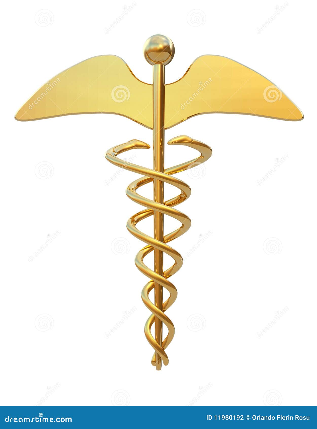 Golden caduceus stock illustration. Illustration of white - 11980192