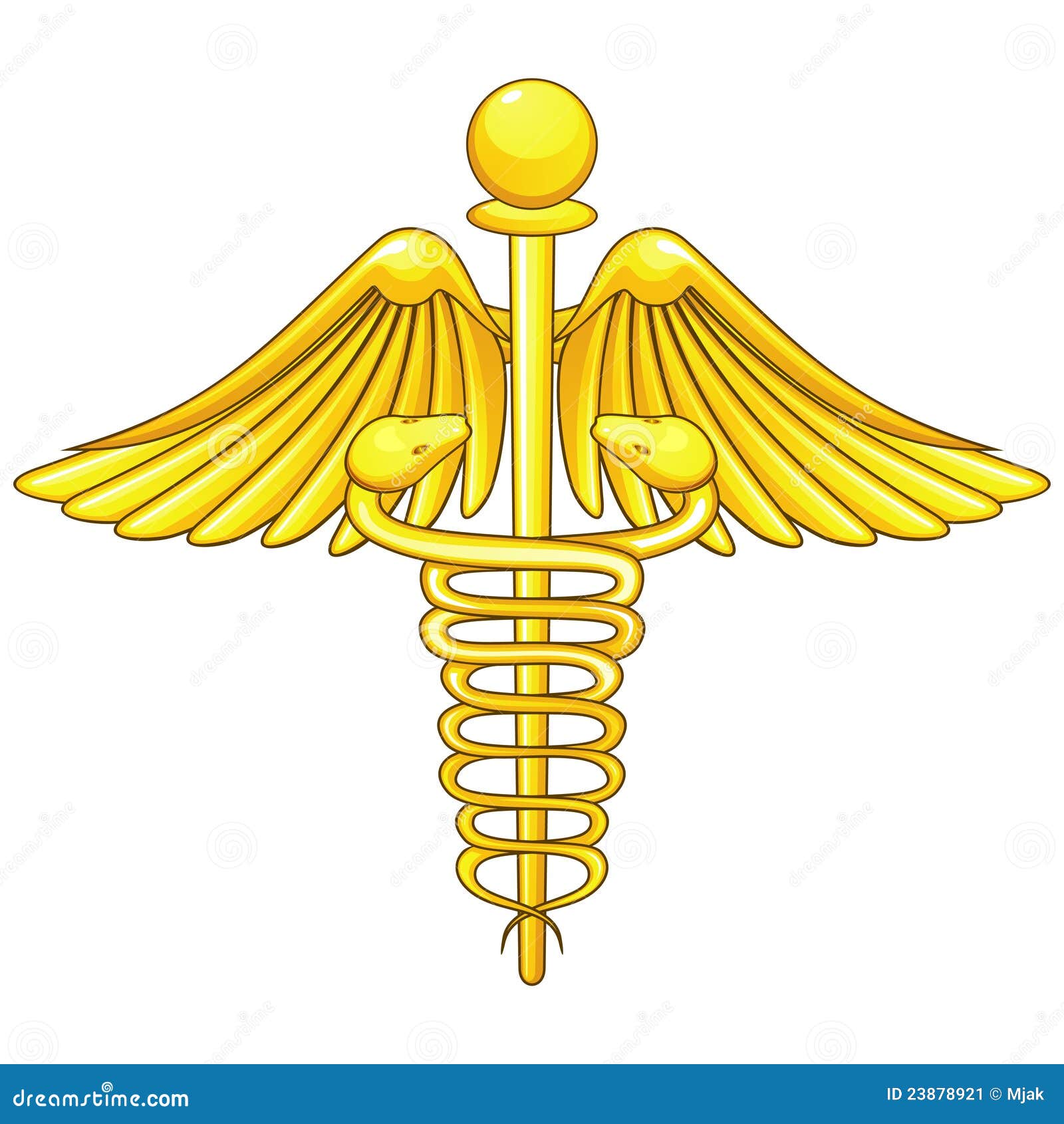 Golden caduceus stock vector. Illustration of caduceus - 23878921
