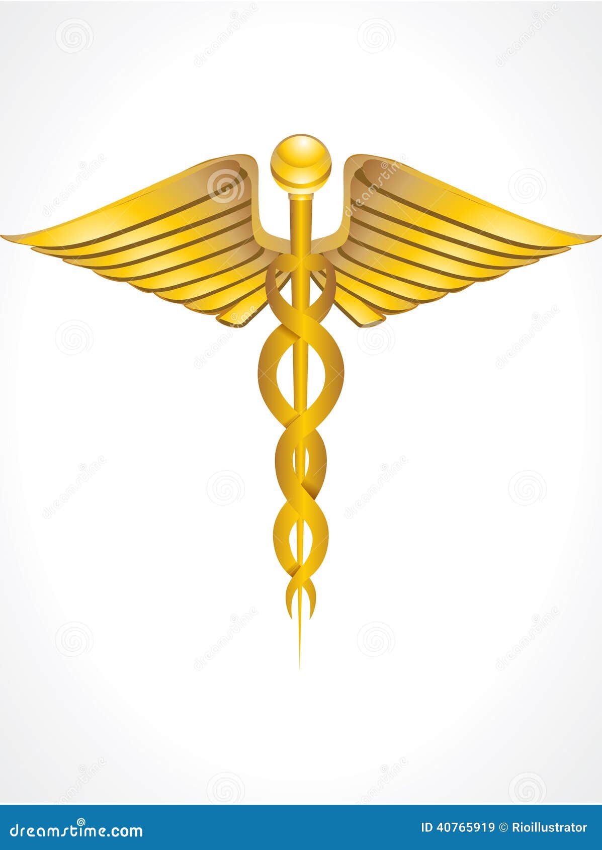 Golden caduceus sign stock illustration. Illustration of symbol - 40765919