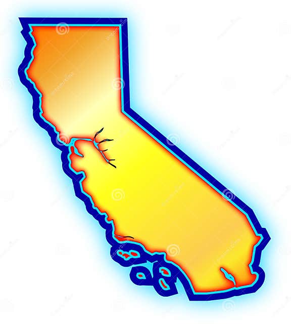 Golden California State Map Stock Illustration - Illustration of coast ...