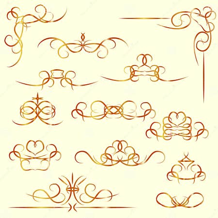 Golden Calligraphic Elements Stock Vector - Illustration of calligraphy ...