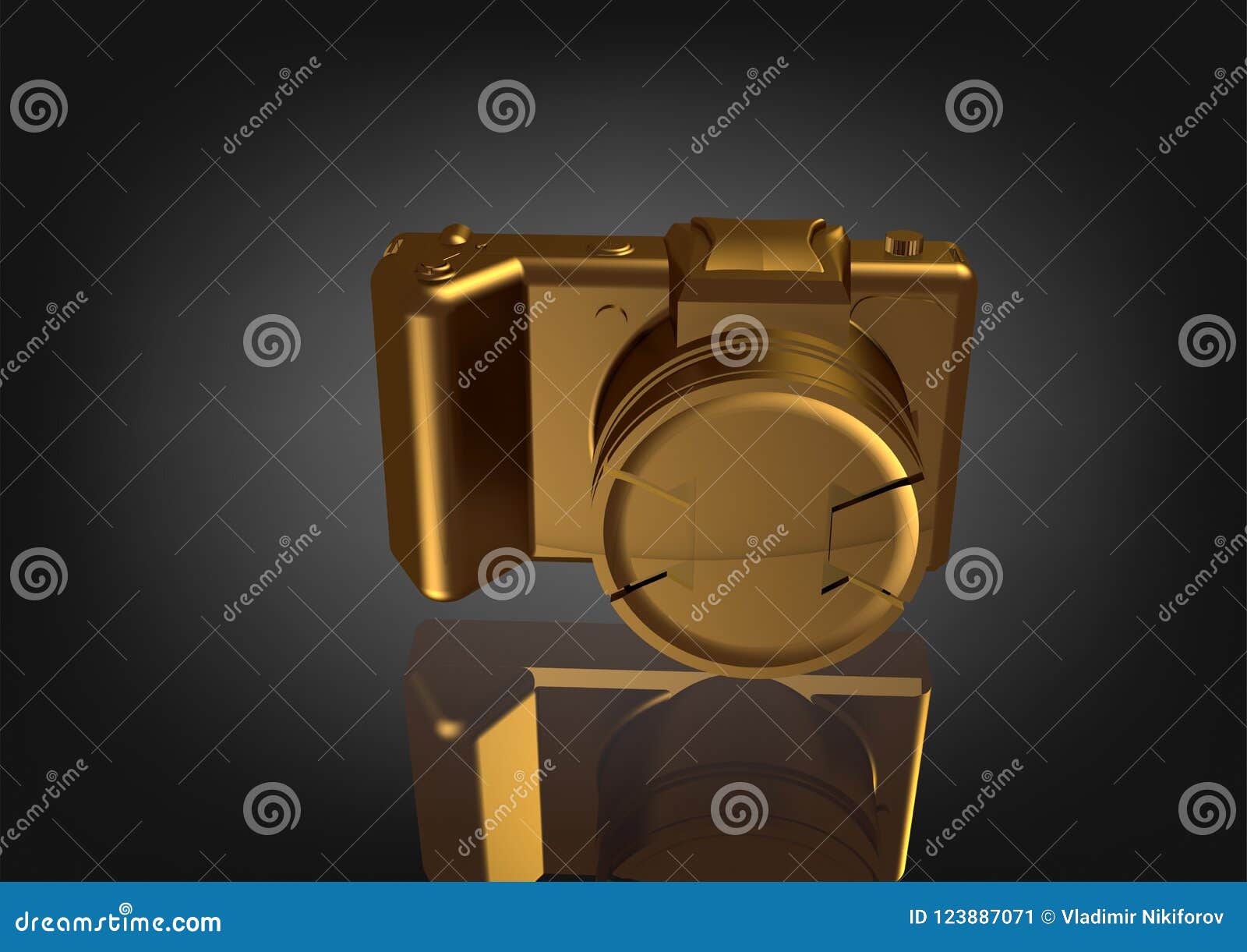 Golden camera on a black stock illustration. Illustration of camera ...