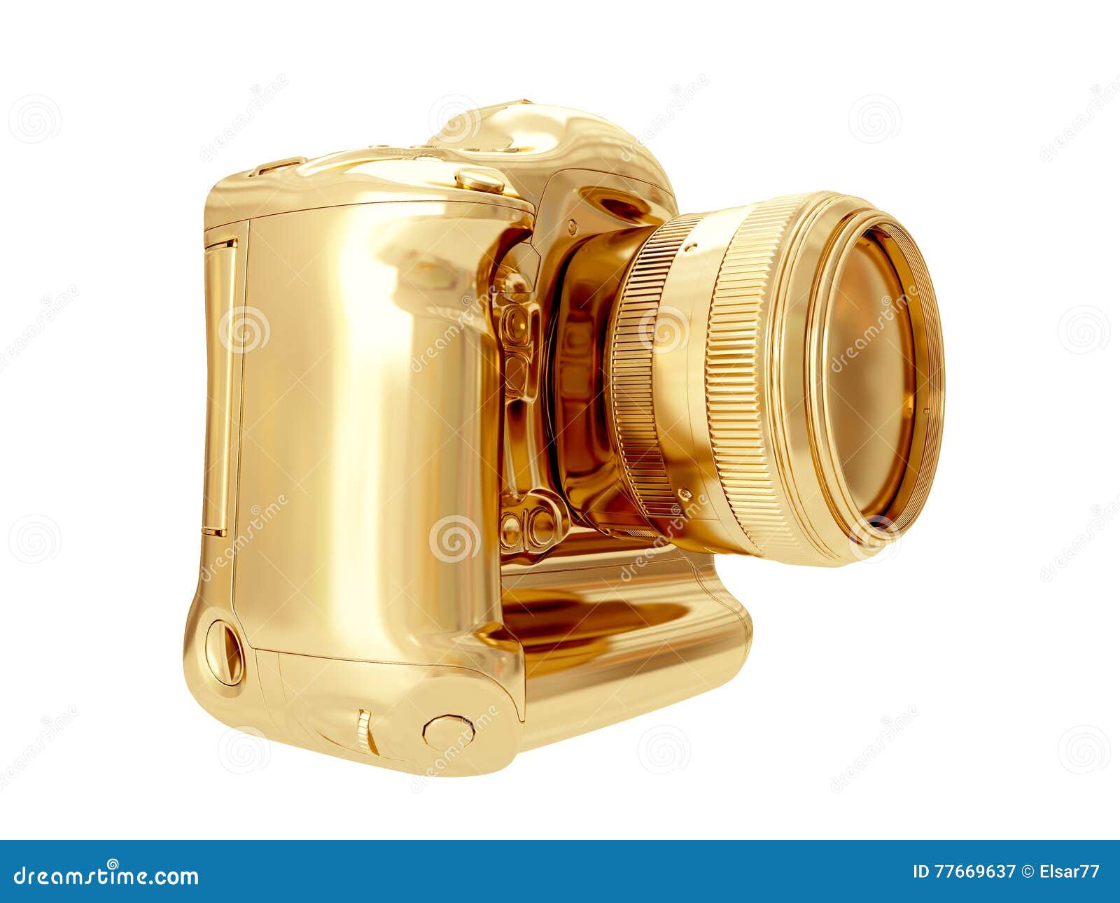 Golden Camera. 3D Rendering Stock Image - Image of 1970, aperture: 77669637