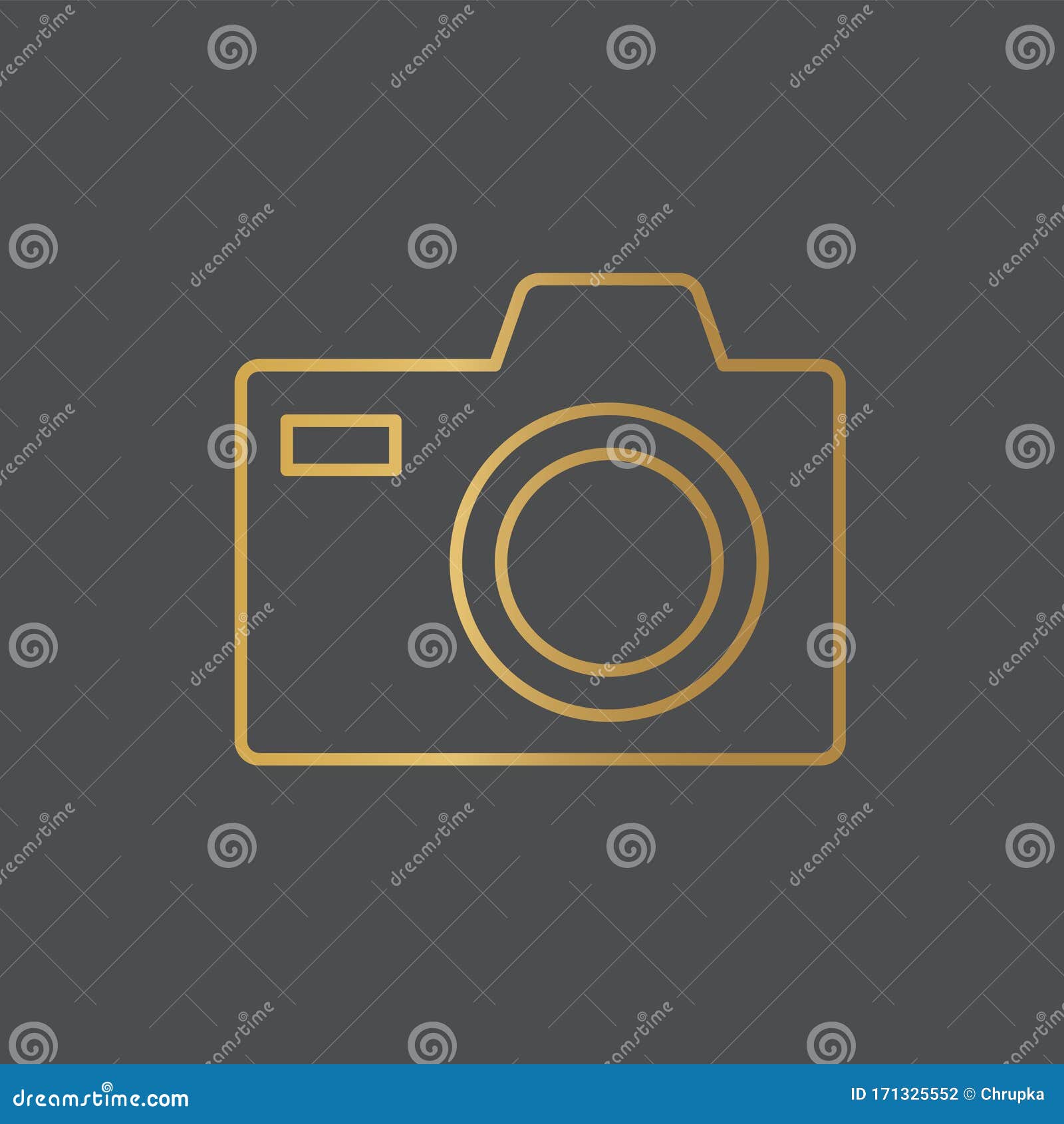 Golden camera icon stock vector. Illustration of media - 171325552