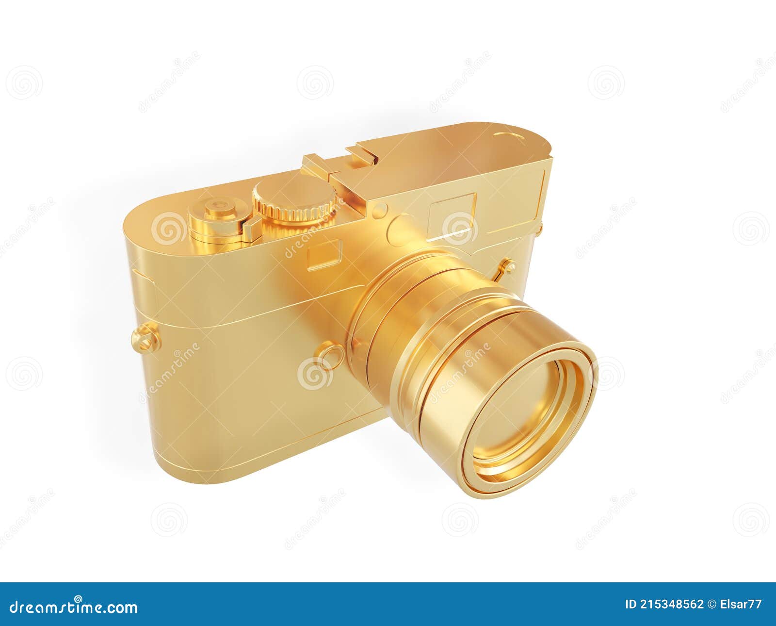 A Golden Camera on a White Background. 3D Render Stock Illustration ...