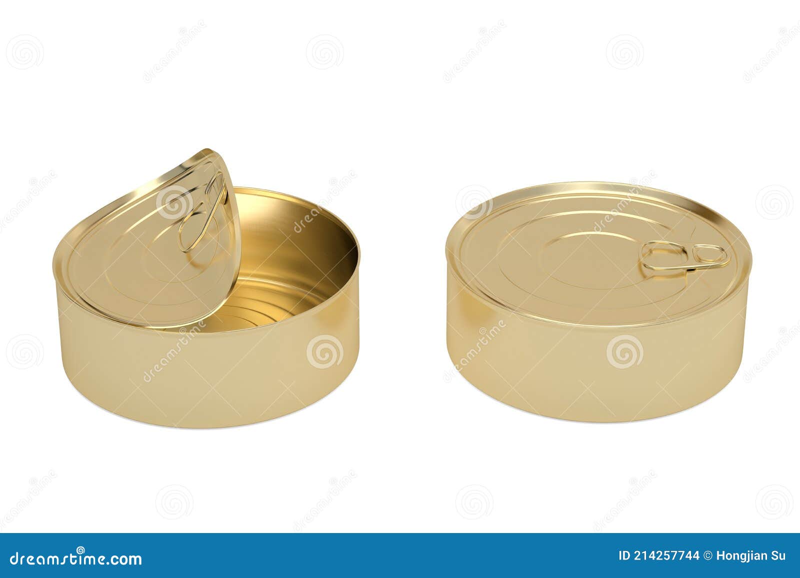 Golden Can Isolated on White Background, 3D Rendering. 3D Illustration ...