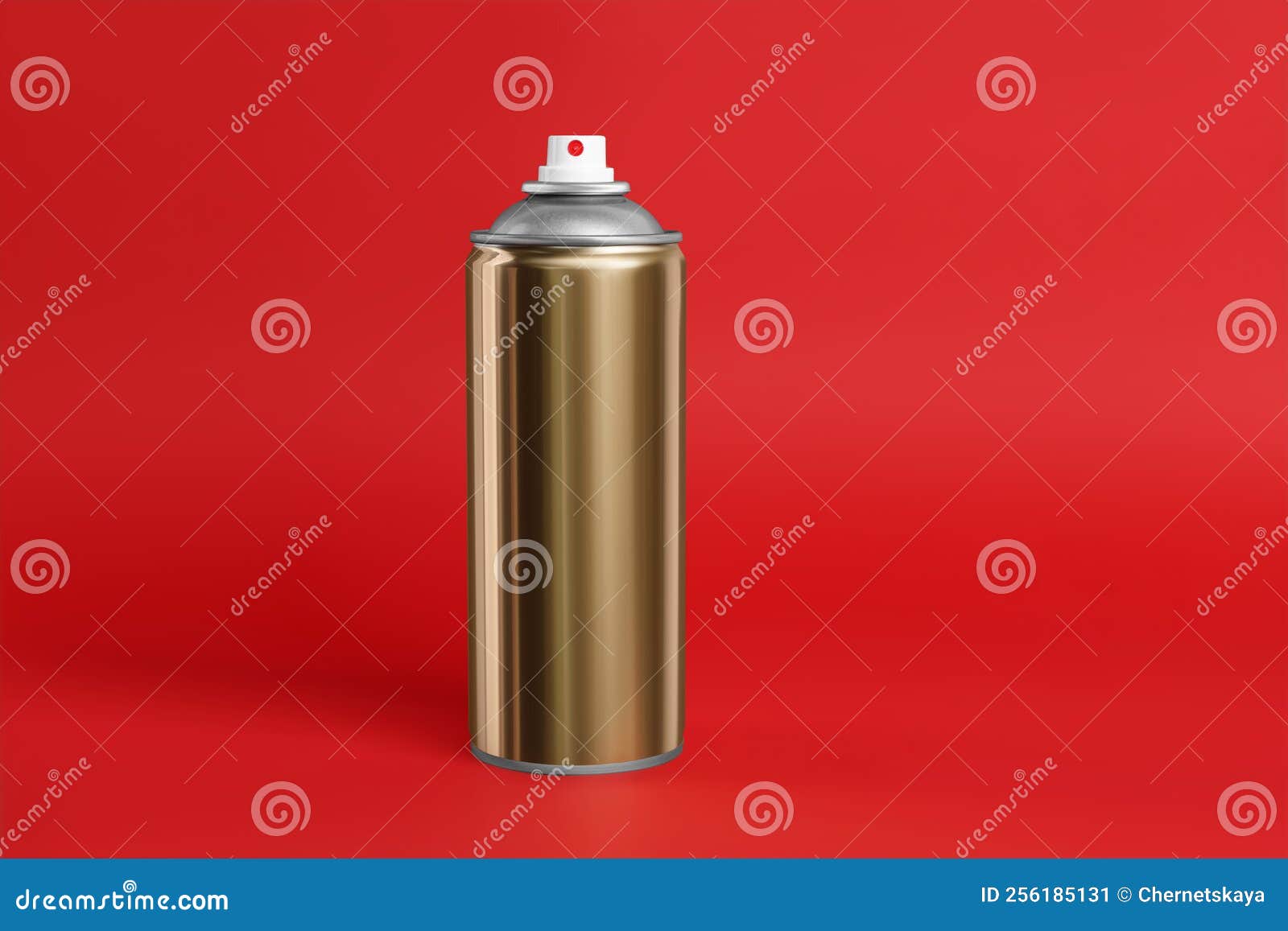 Golden Can of Spray Paint on Red Background Stock Image - Image of ...