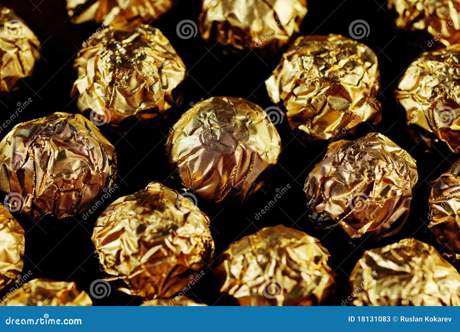 Golden candies. stock image. Image of delicious, luxury - 18131083