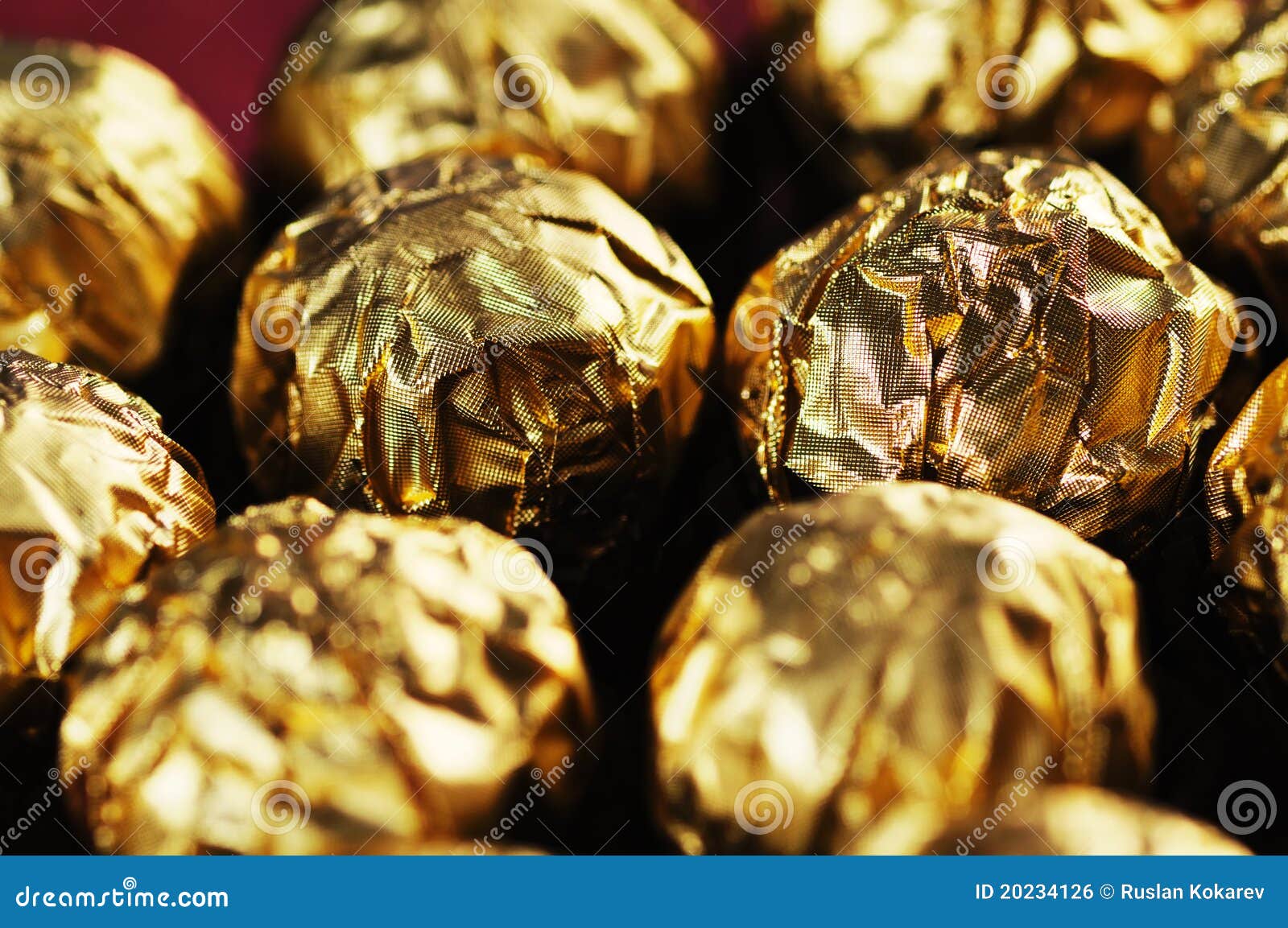 Golden candies. stock photo. Image of golden, chocolate - 20234126
