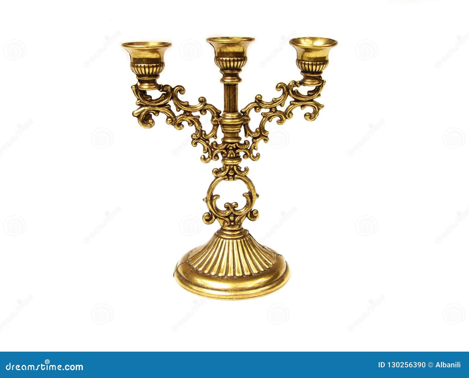 Golden Candlestick on White Background Stock Photo - Image of ...