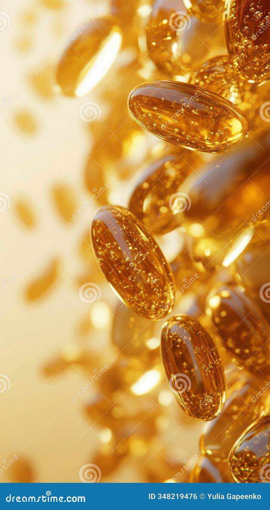 Golden Capsules Falling Gracefully Against a Soft Background in a ...