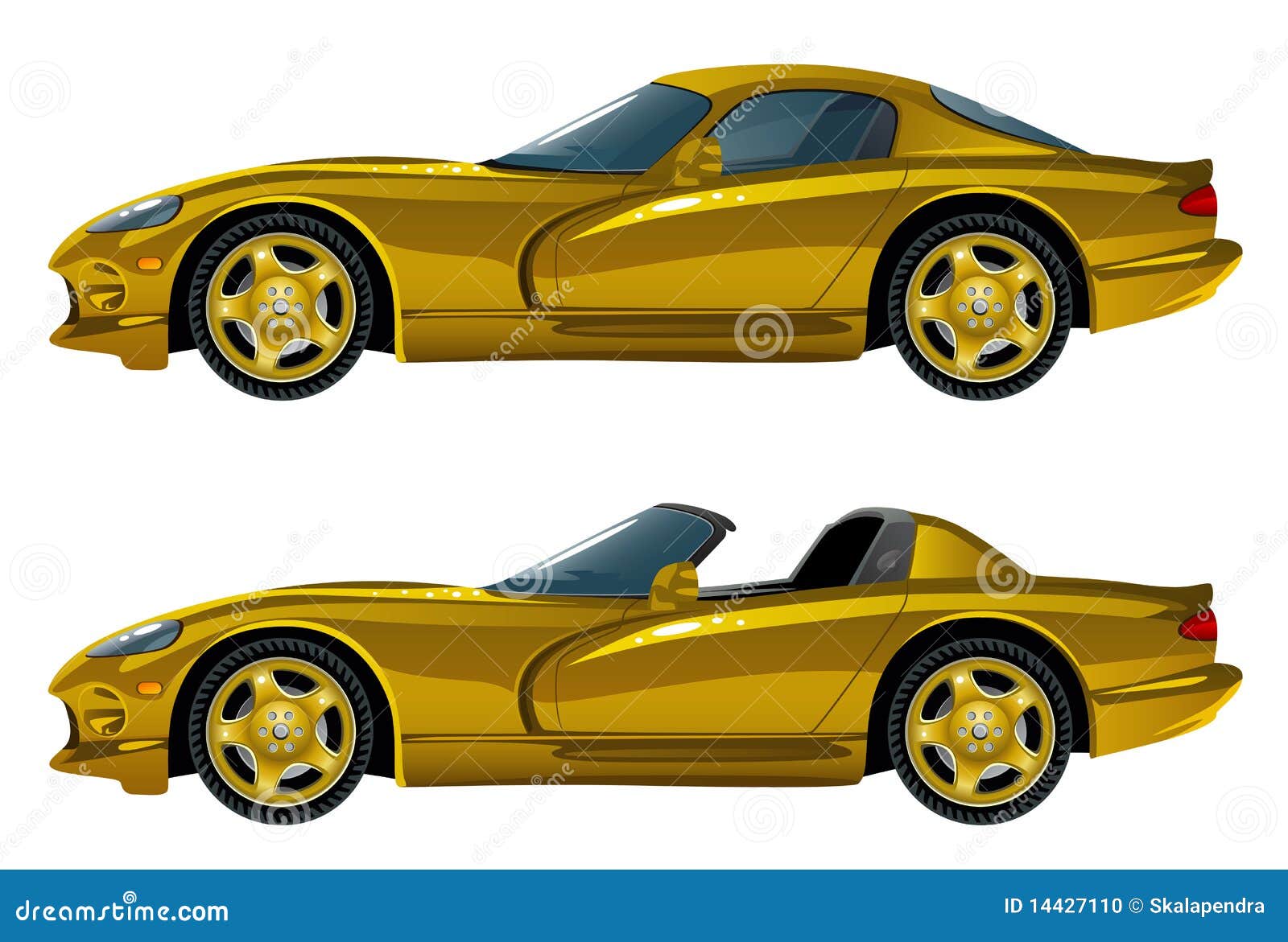 Golden car stock vector. Illustration of coupe, drive - 14427110