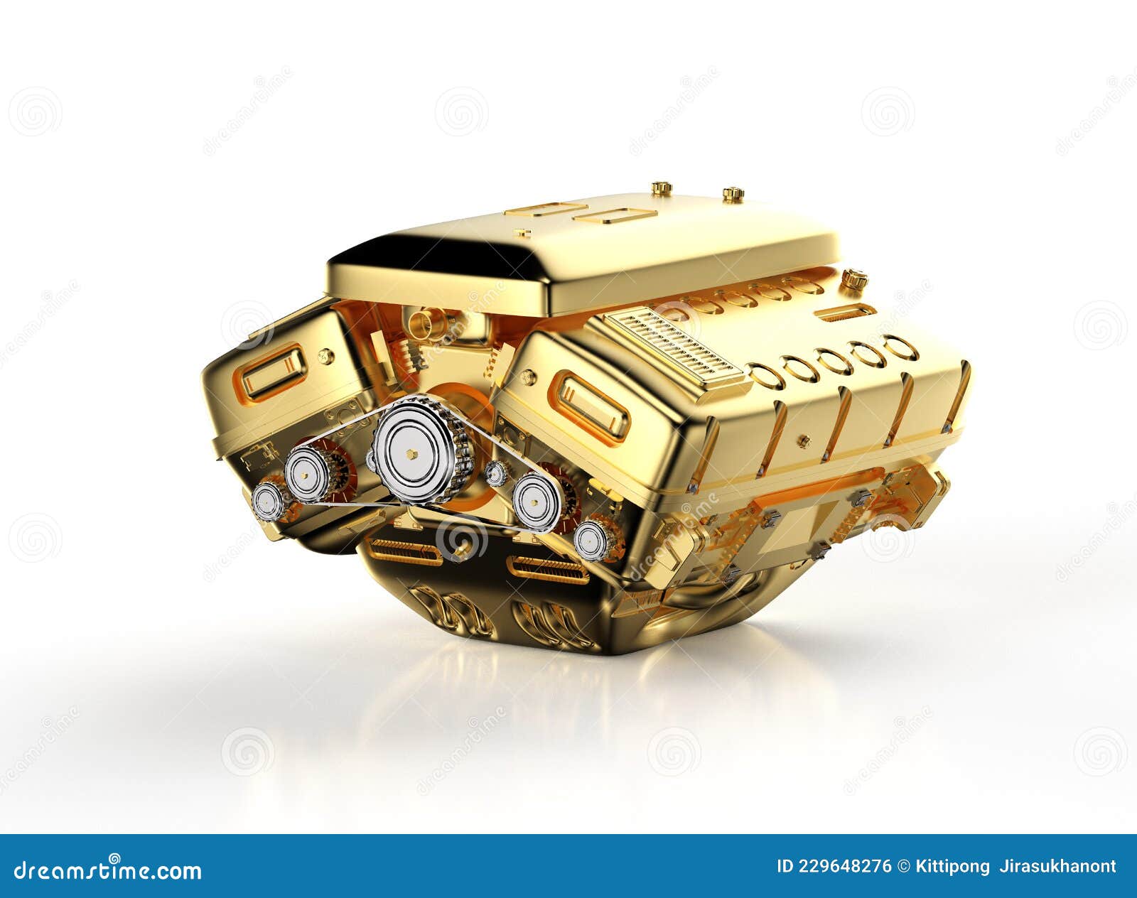 Golden Car Engine or Machine Stock Illustration - Illustration of ...