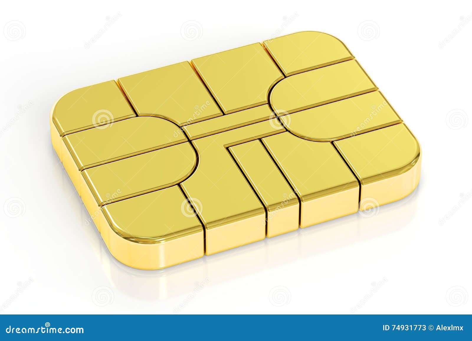 Golden Card Chip, 3D Rendering Stock Illustration - Illustration of ...