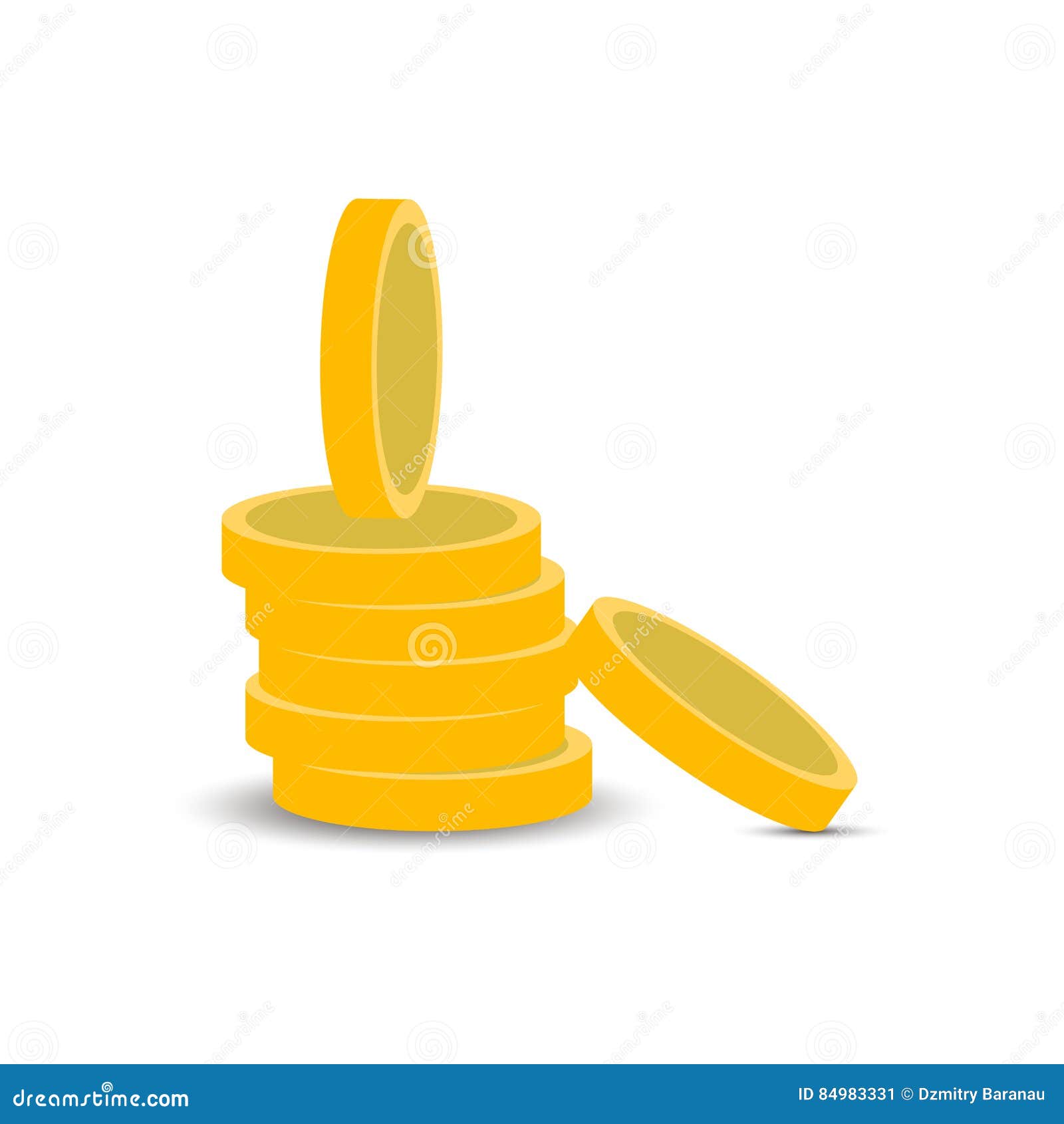 Golden Cartoon Coins Stack Vector. Stock Vector - Illustration of ...