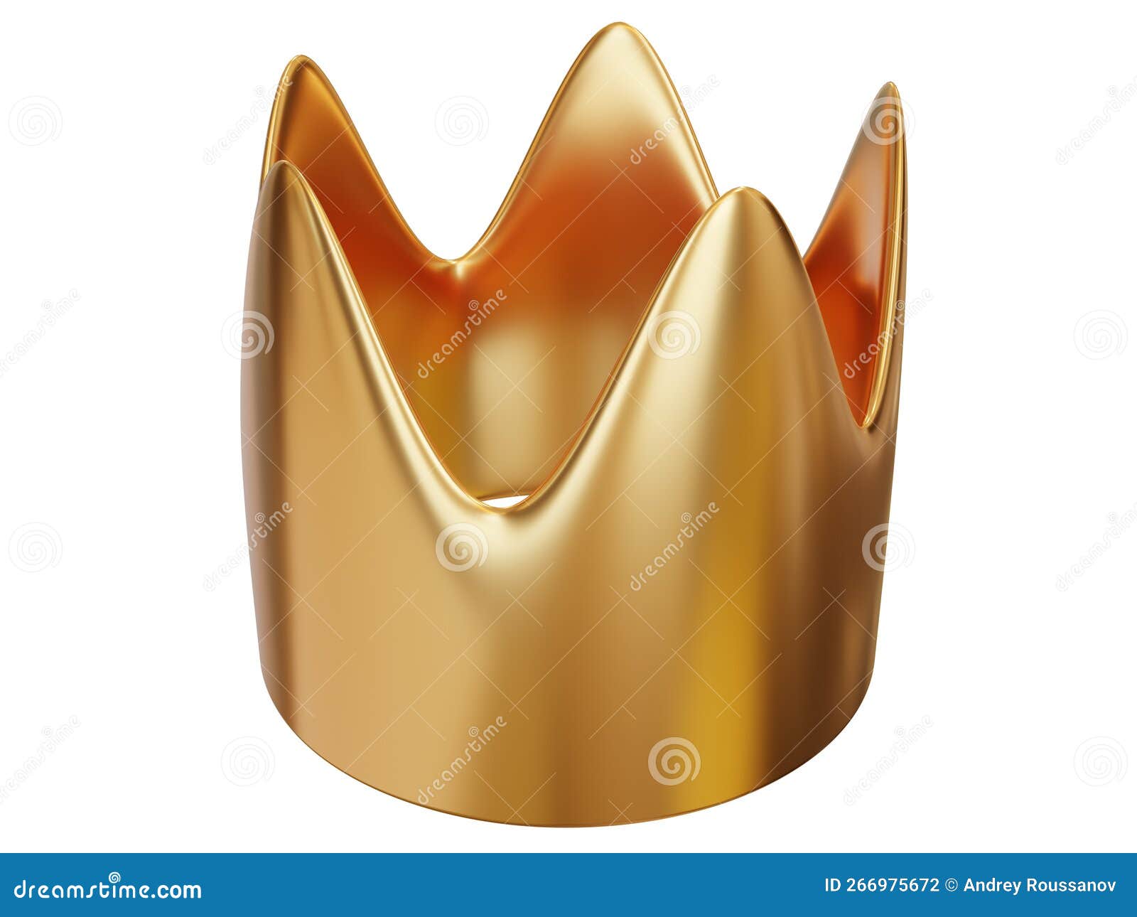 Golden Cartoon Crown. 3d Render. Stock Illustration - Illustration of ...