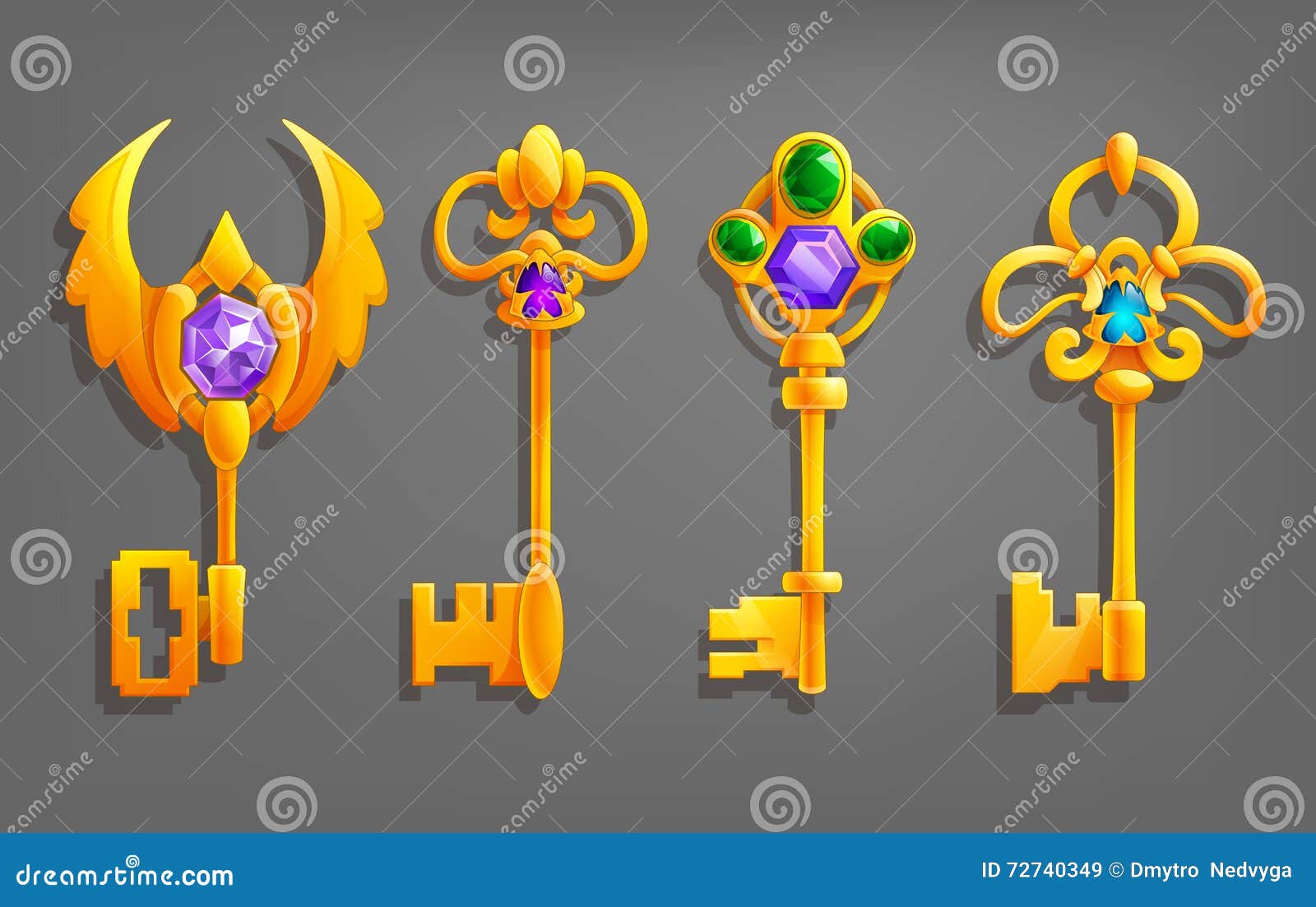 Golden Cartoon Keys. Vector Illustration | CartoonDealer.com #72740358