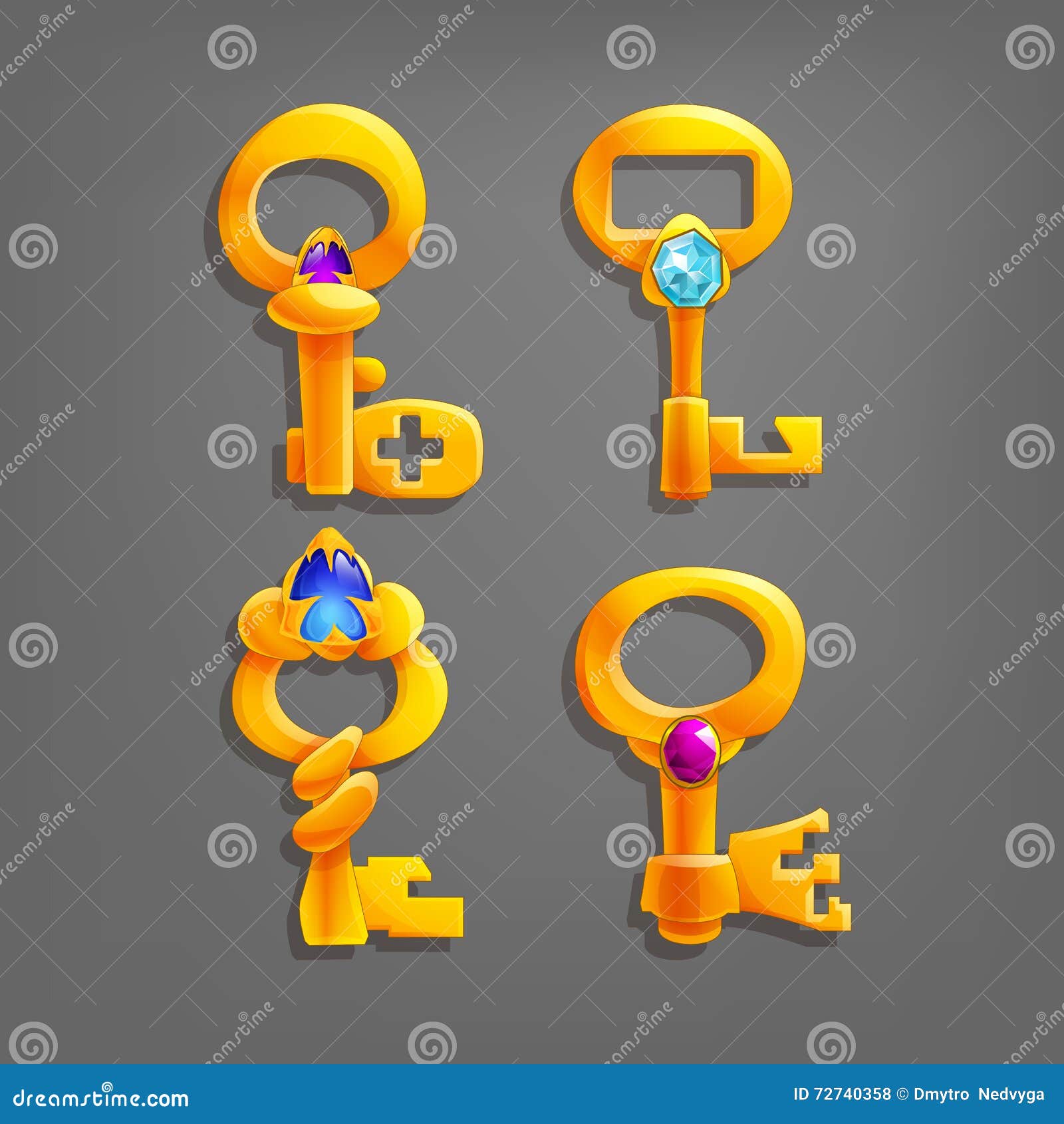Golden Cartoon Keys. Vector Illustration | CartoonDealer.com #72740358