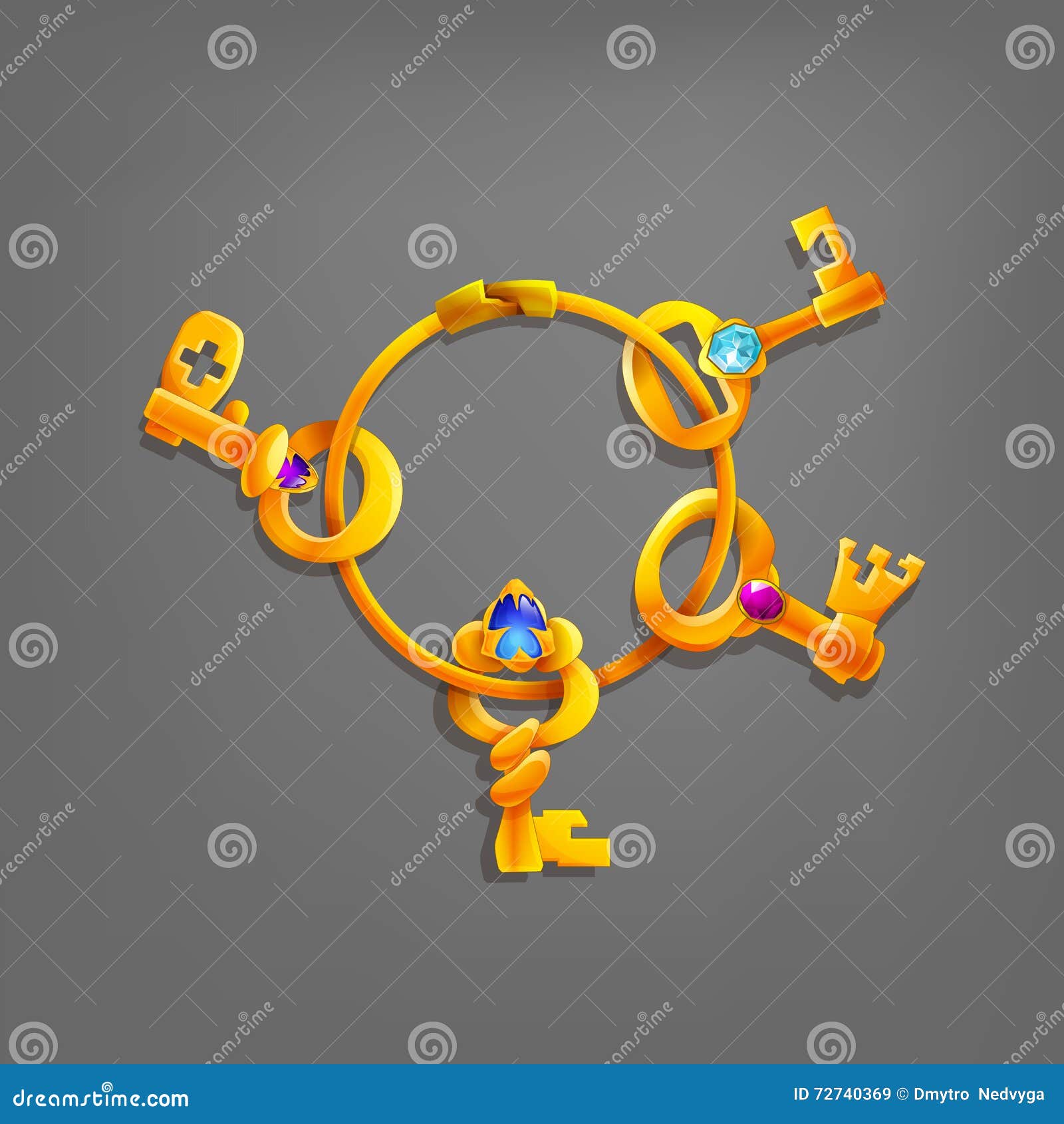 Golden Cartoon Keys With Trinke | CartoonDealer.com #72740183