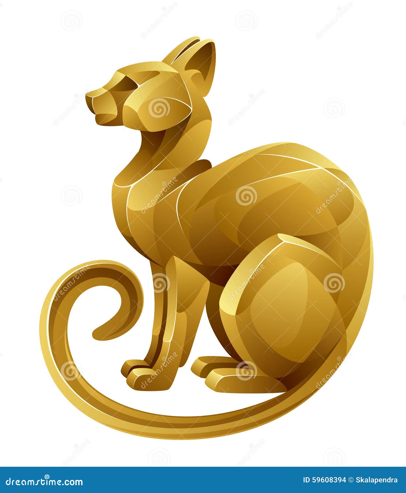 Golden cat stock vector. Illustration of panther, bend - 59608394