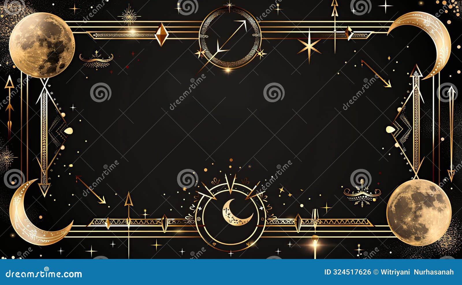 Golden Celestial Border stock illustration. Illustration of graphic ...