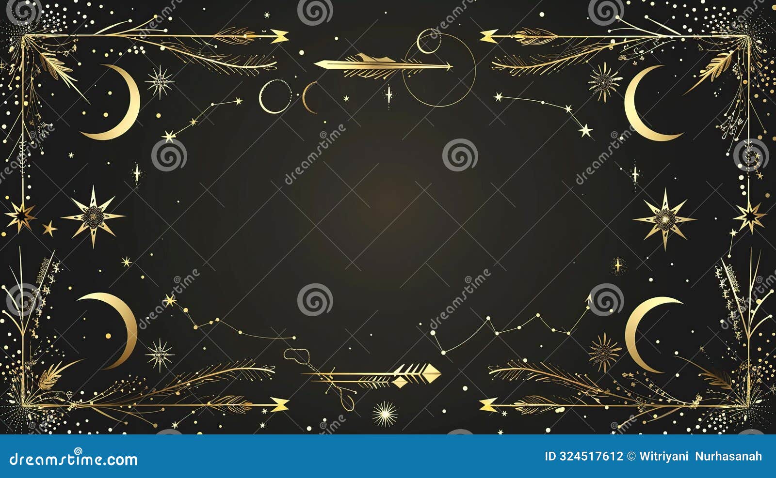 Golden Celestial Border stock illustration. Illustration of mystic ...