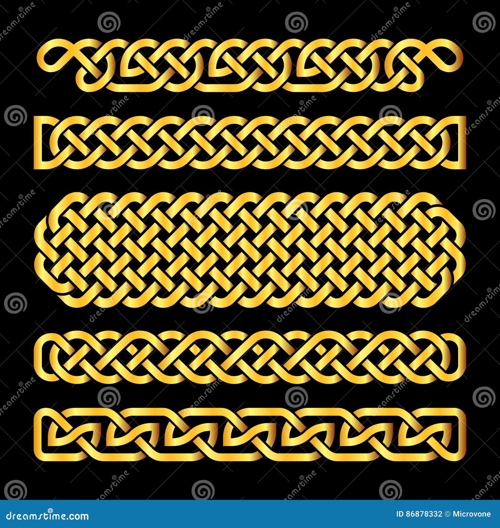 Golden Celtic Knots Vector Borders Set | CartoonDealer.com #86878332