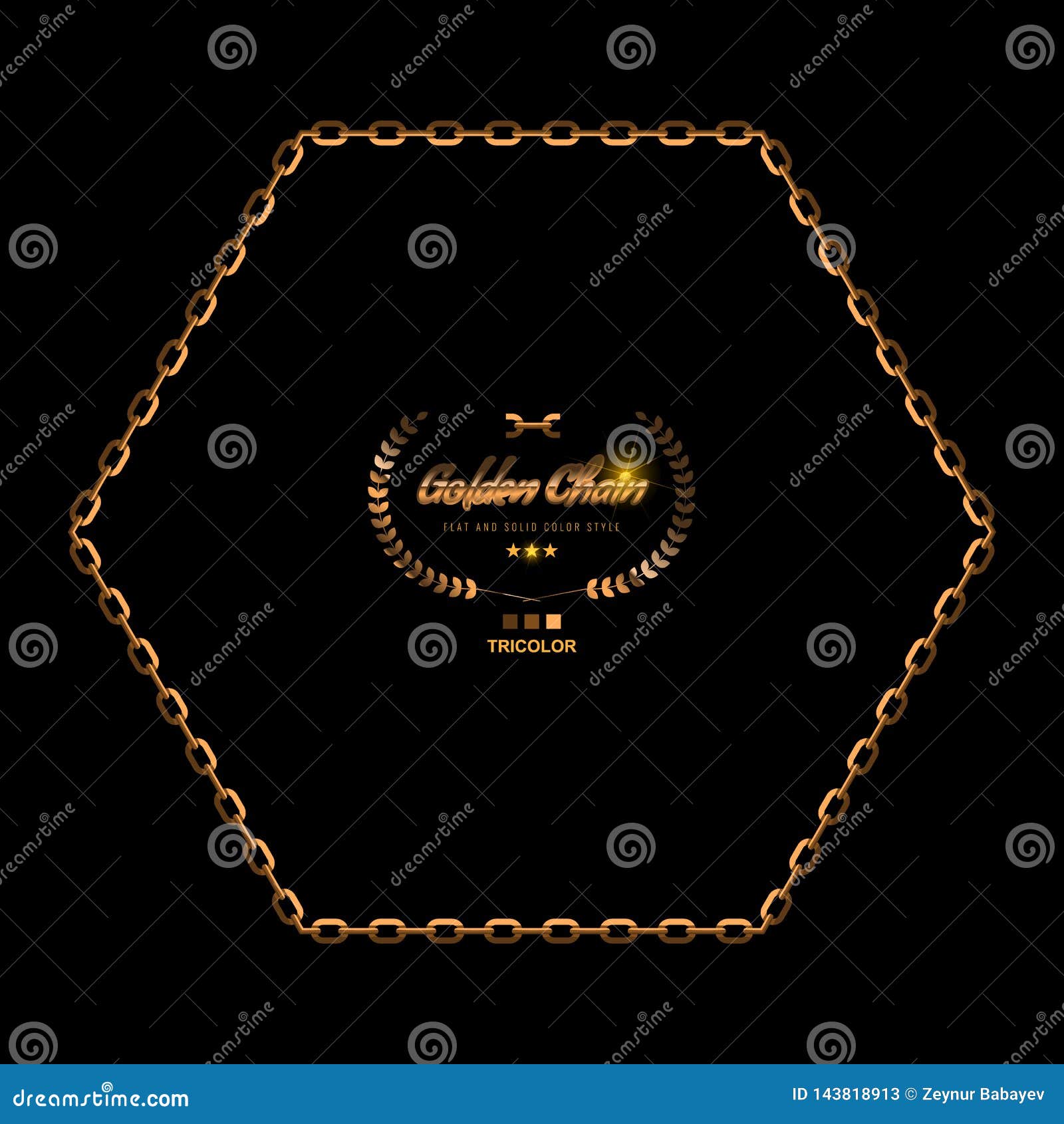 Golden Chain Border Frame. Border in Gold Color for Jewelry Design ...