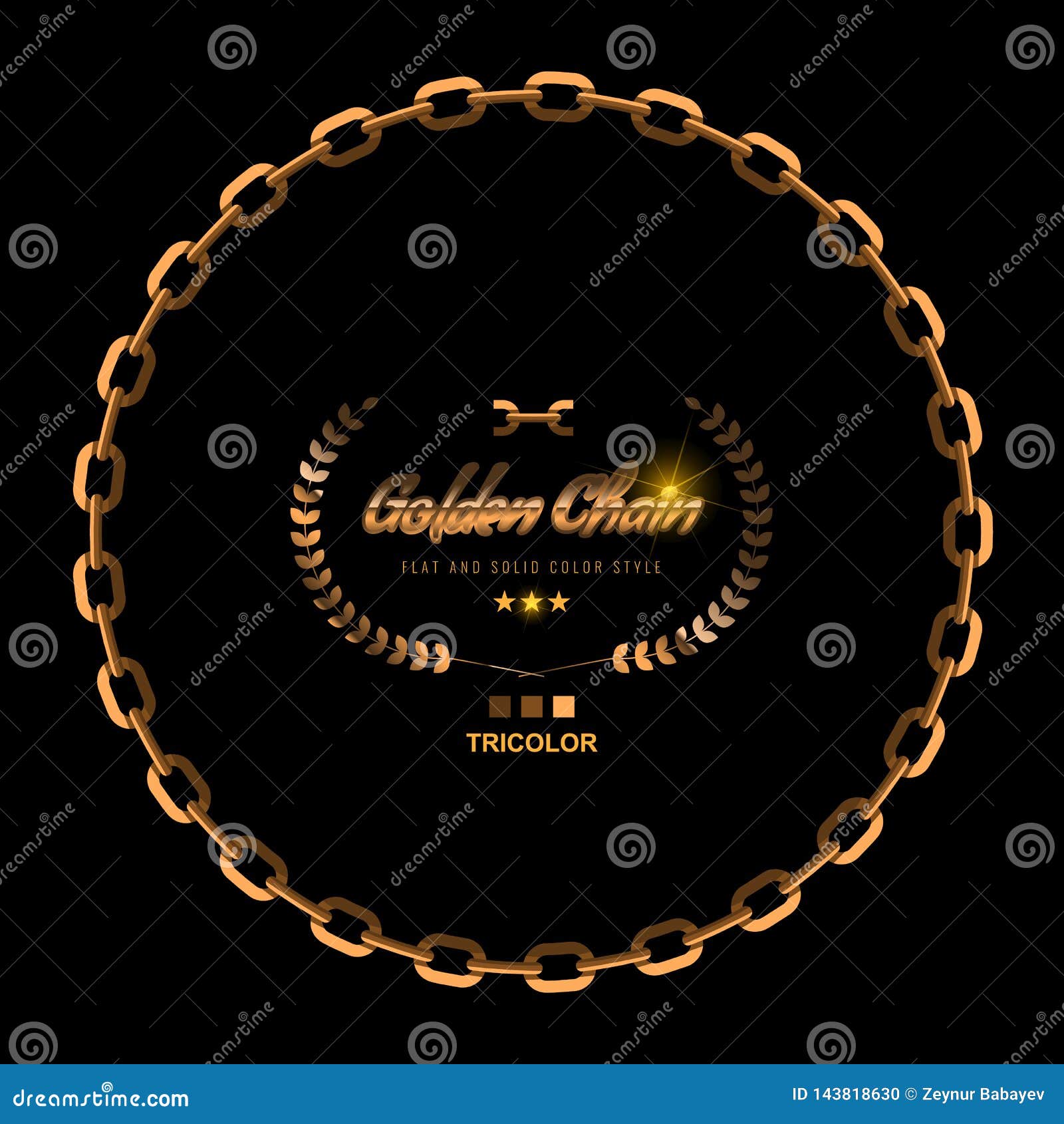 Golden Chain Circle Border Frame. Round Border with Golden Color ...