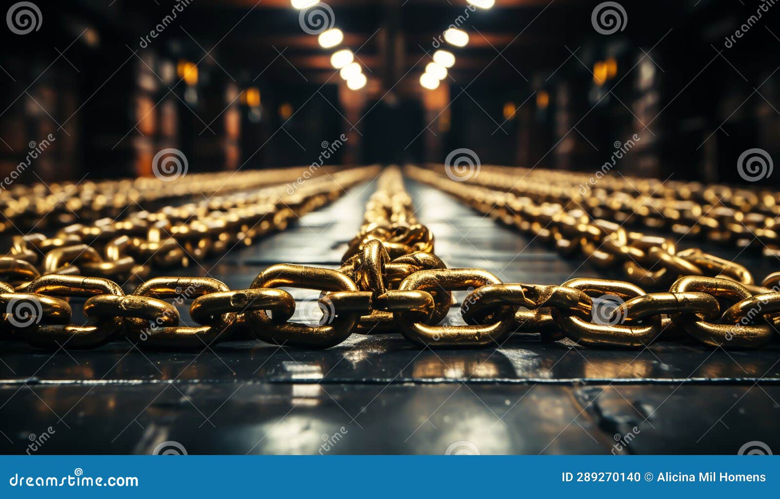 Golden Chain on Dark Background. AI Generated Stock Illustration ...