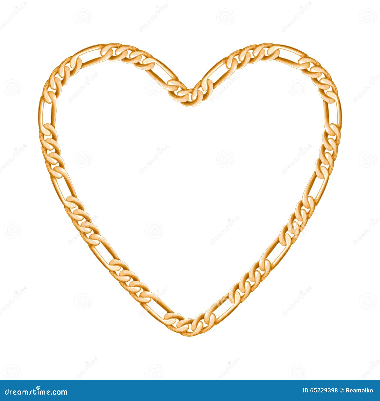 Golden chain - heart frame stock vector. Illustration of bracelet ...