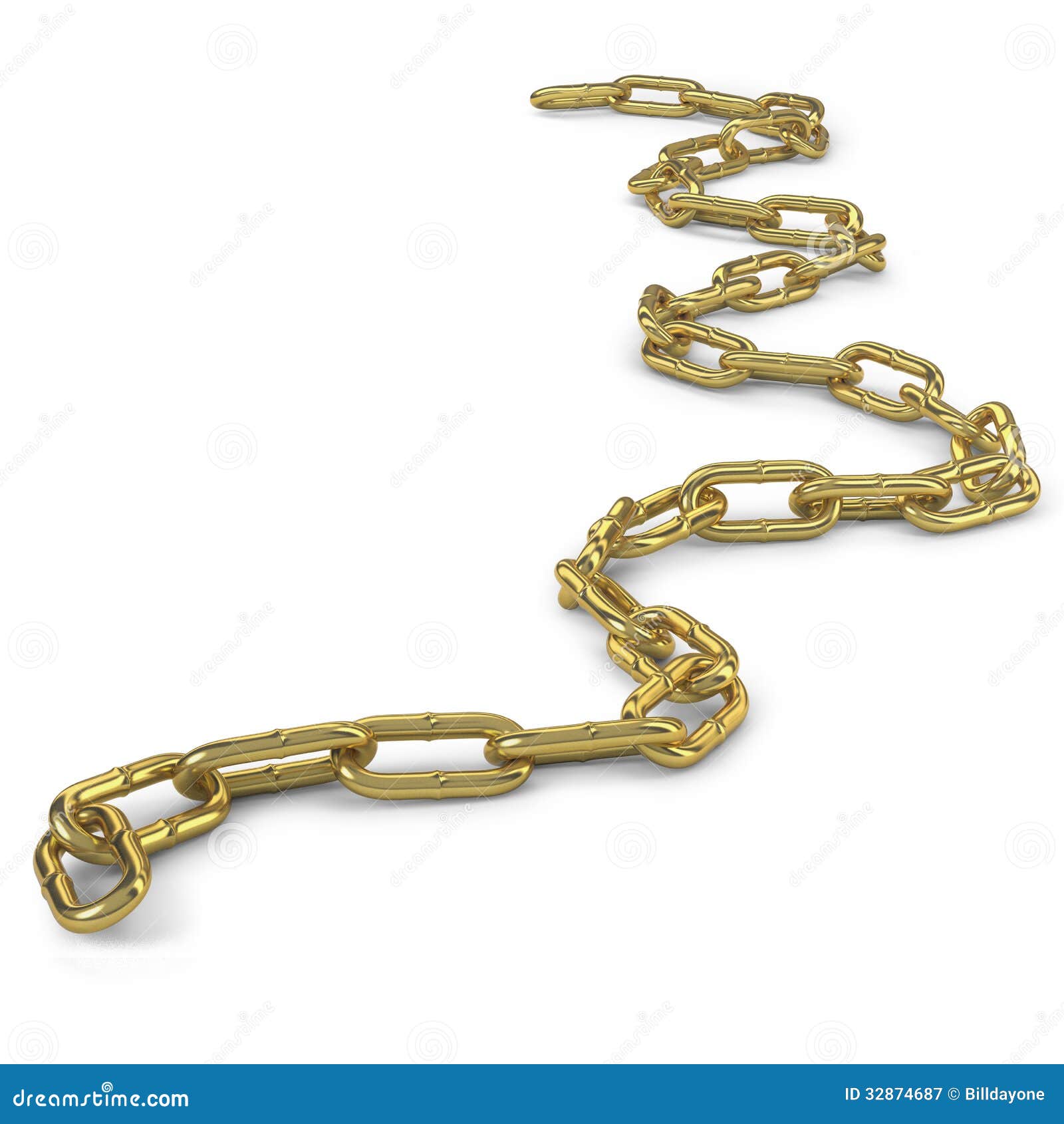 Golden Chain Links in on White Background Stock Illustration ...