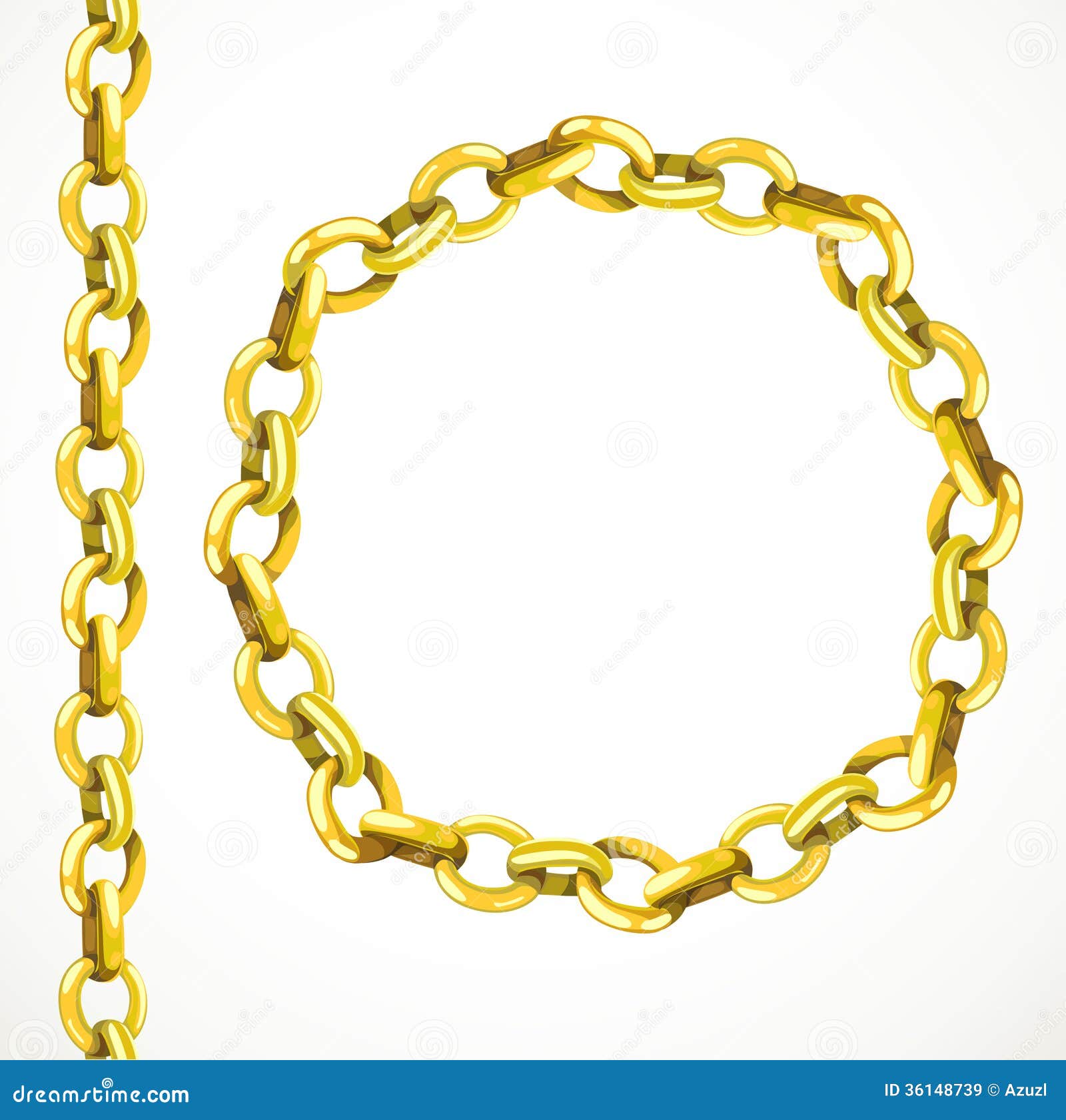 Golden Chain Seamless Line and Closed in a Circle Stock Vector ...