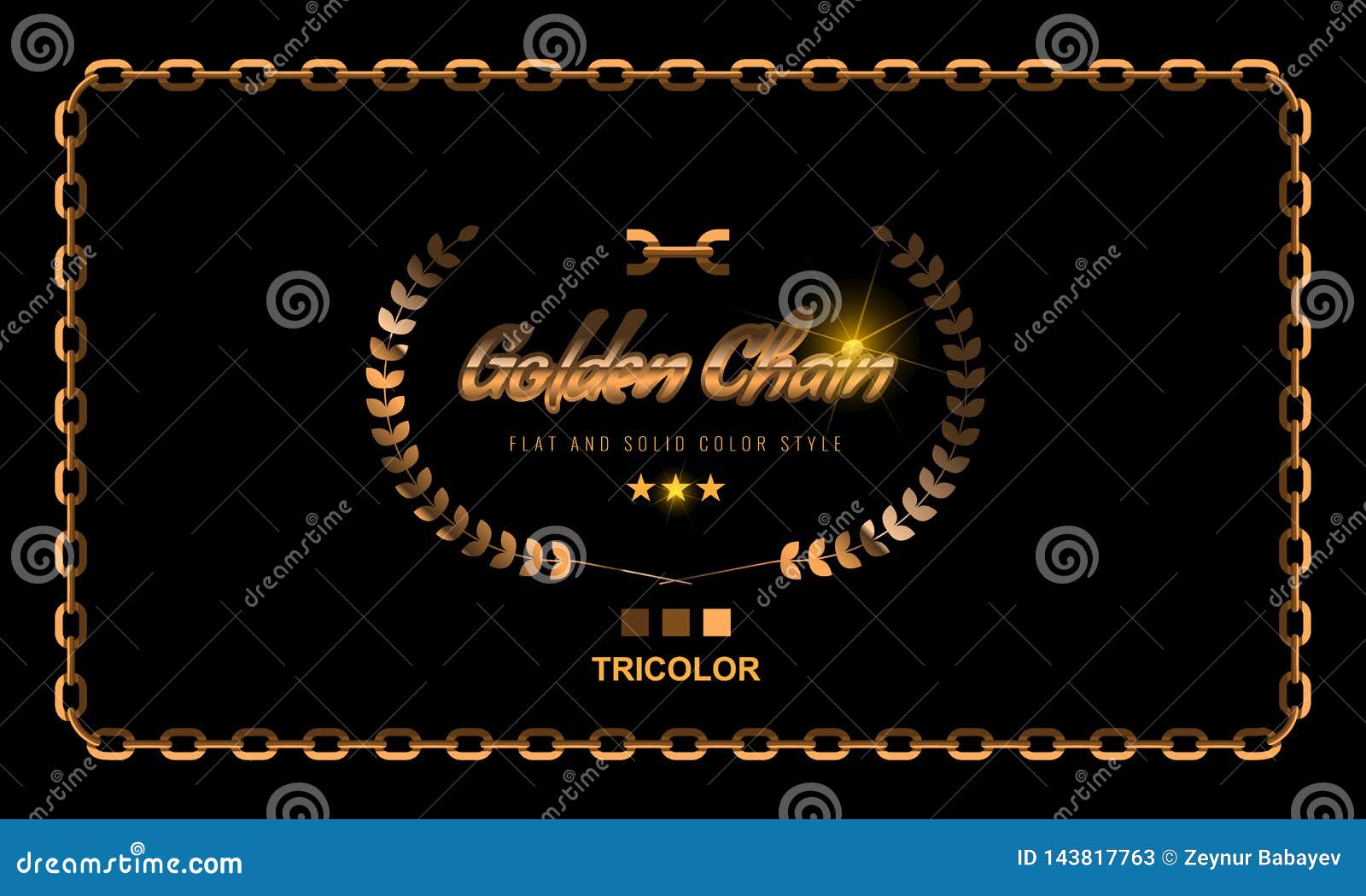 Golden Chain Square Border Frame. Rectangle Border with Golden Color ...