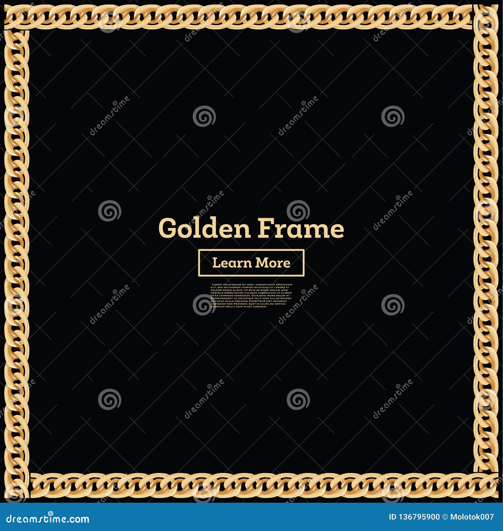Golden Chain Square Border Frame. Rectangle Shape Stock Vector ...