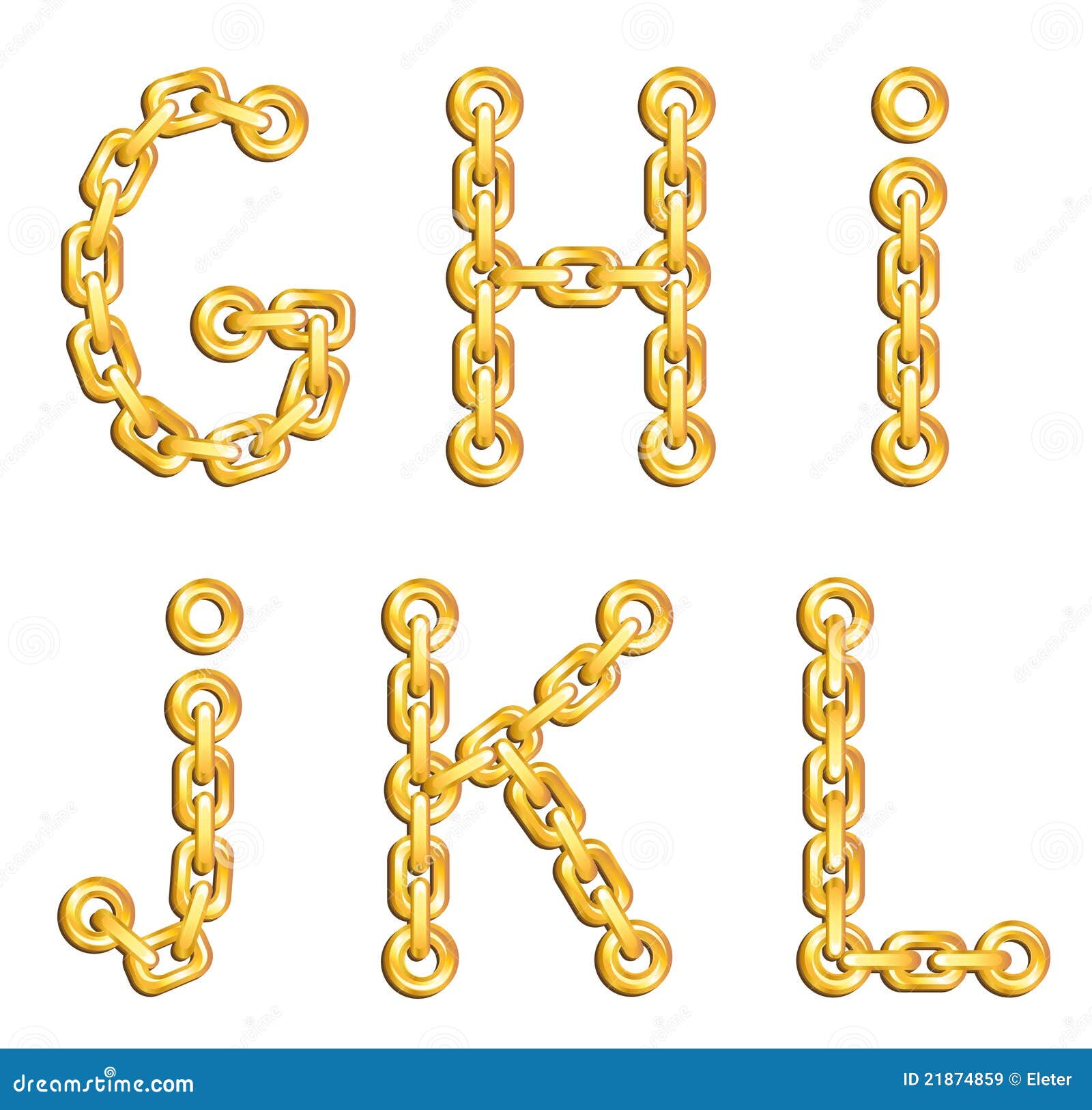 Golden chained alphabet stock vector. Illustration of sign - 21874859