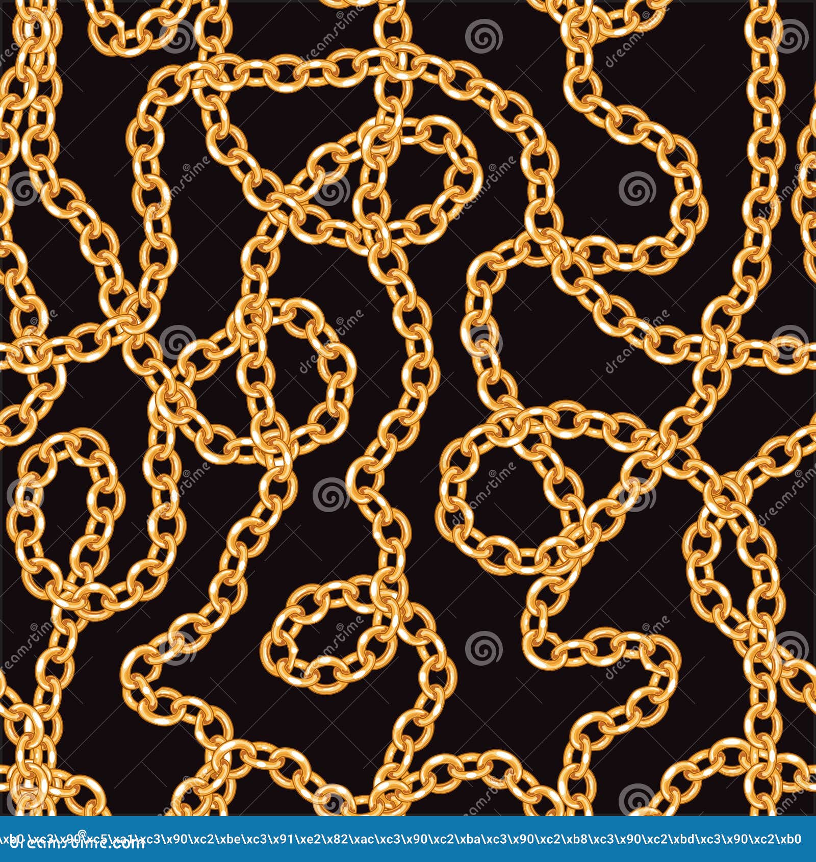 Golden Chains Seamless Pattern Template For Your Stock Vector