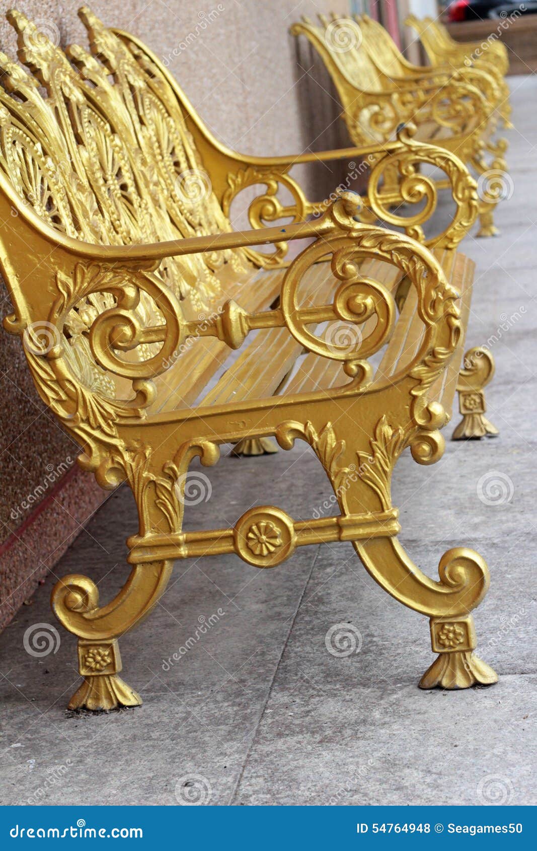 Golden chair in the park. stock photo. Image of golden - 54764948