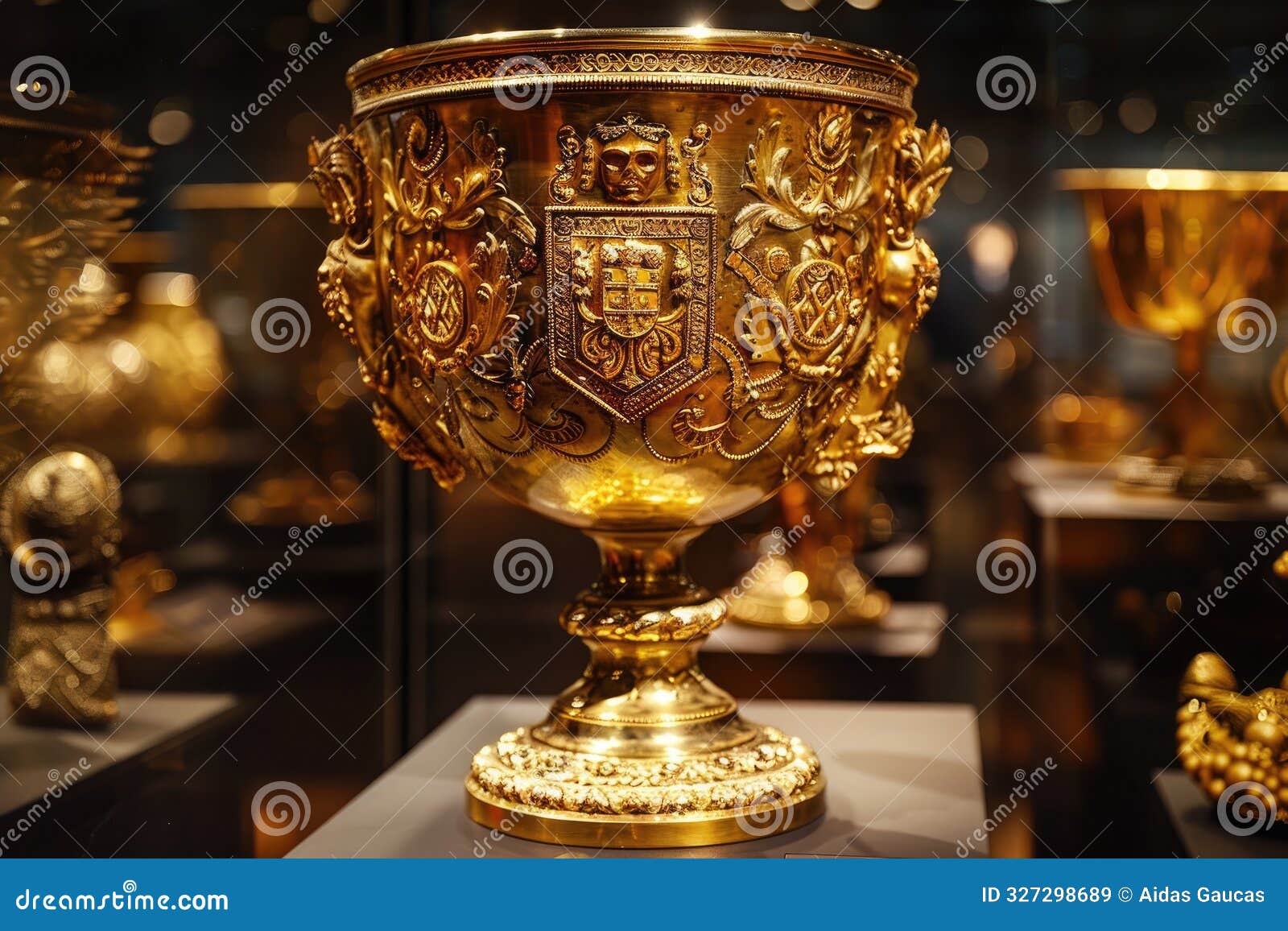 Golden Chalice With Red Wine And Cross Representing The Holy Communion ...