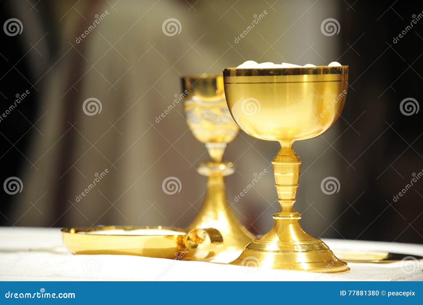 Golden chalices. stock photo. Image of golden, eucharist - 77881380