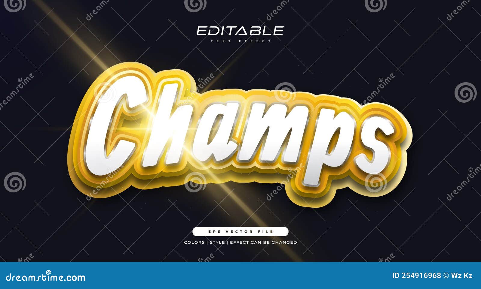 Golden Champs Text Style Effect Stock Vector - Illustration of font ...