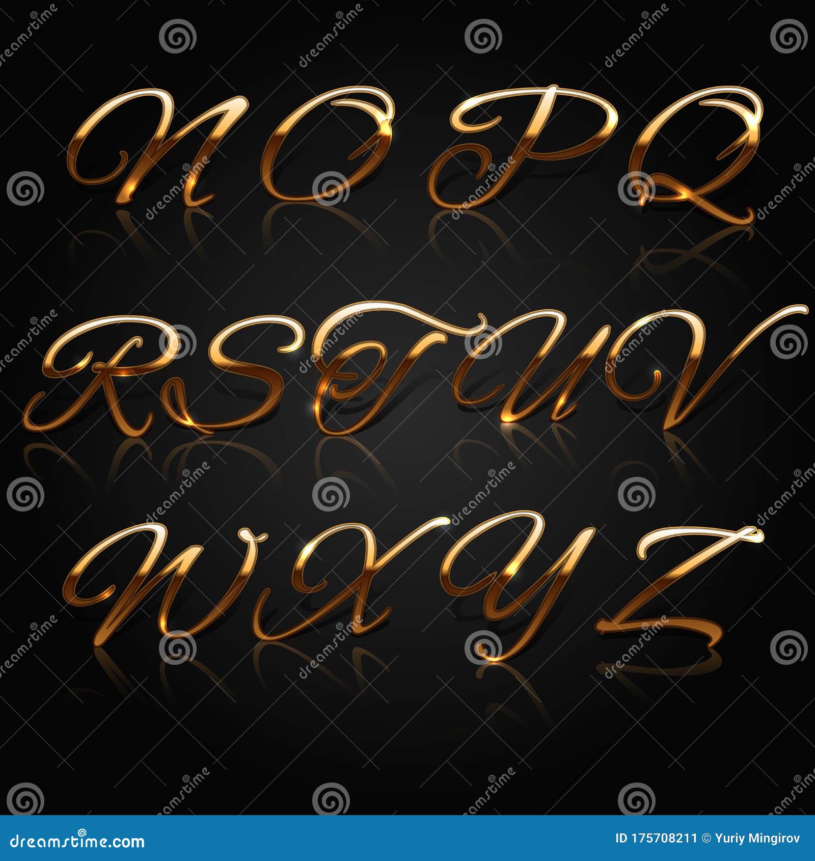 Golden Characters Collection Stock Vector - Illustration of dimensional ...